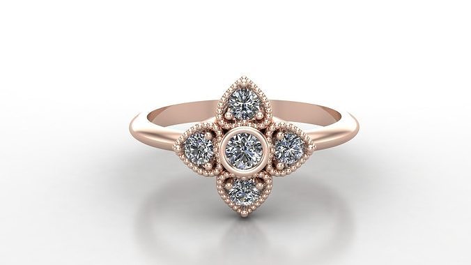 Diamond Ring Cad SR28 3D model 3D printable | CGTrader