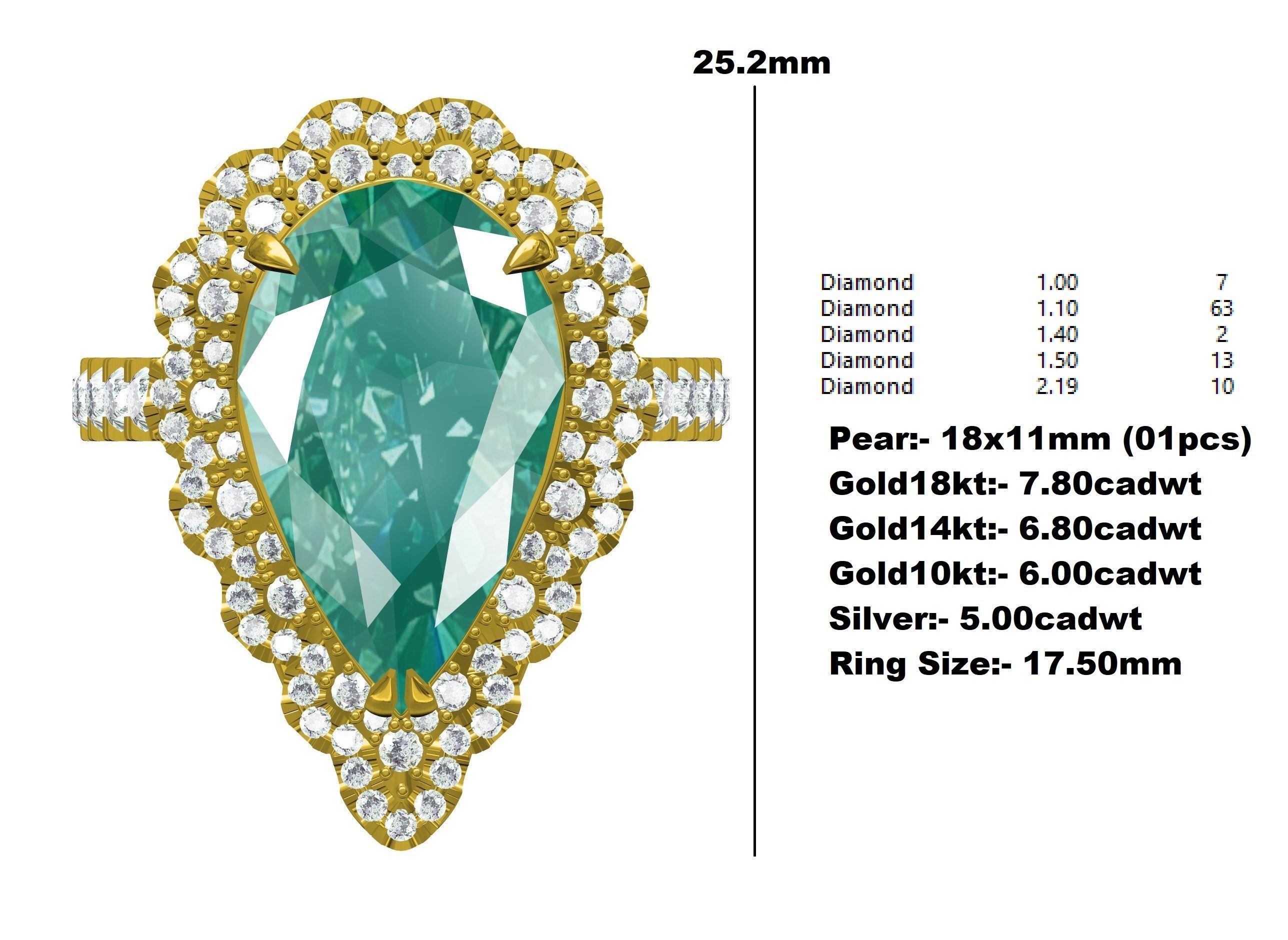 Pear Shape Micro Prong Set Engagement Ring 3D model 3D printable | CGTrader