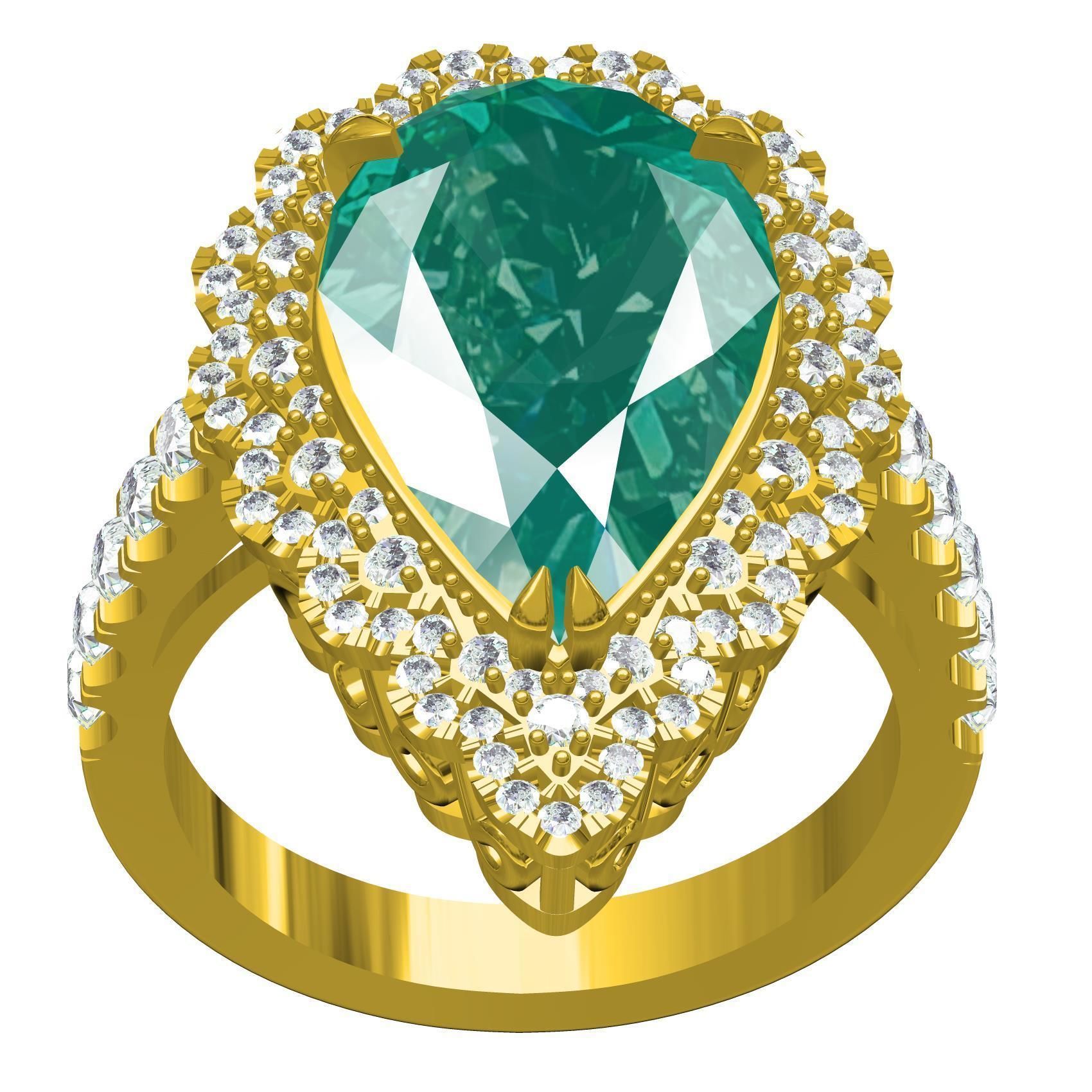 Pear Shape Micro Prong Set Engagement Ring 3D model 3D printable | CGTrader