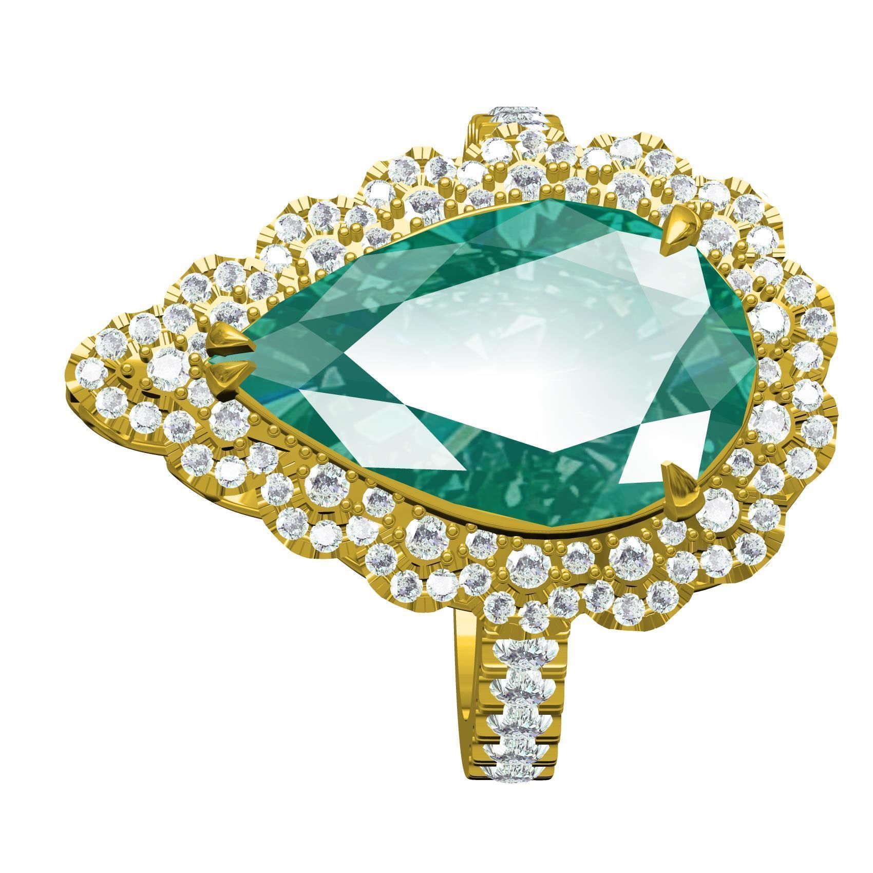 Pear Shape Micro Prong Set Engagement Ring 3D model 3D printable | CGTrader