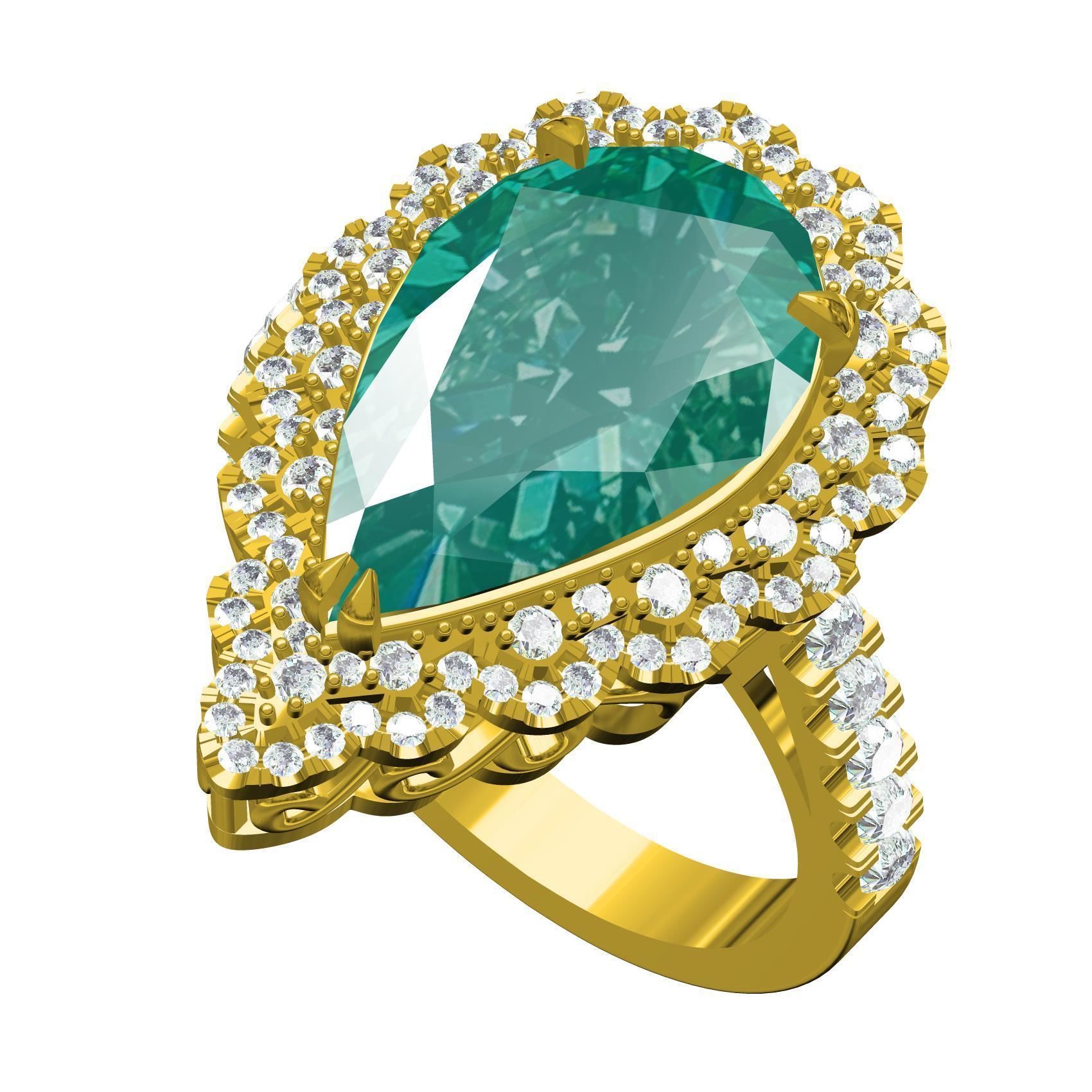 Pear Shape Micro Prong Set Engagement Ring 3D model 3D printable | CGTrader