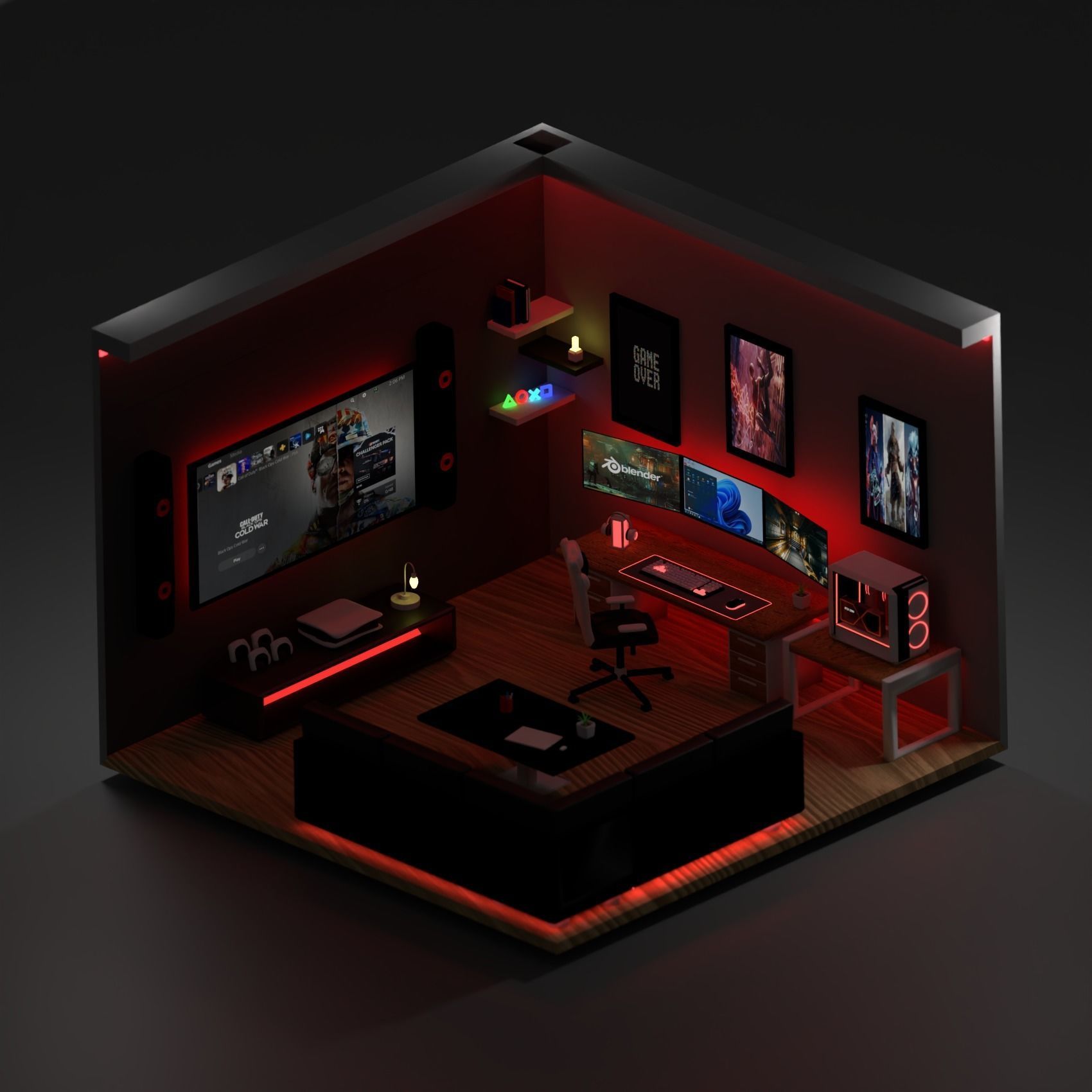 Gaming Room 3D model | CGTrader