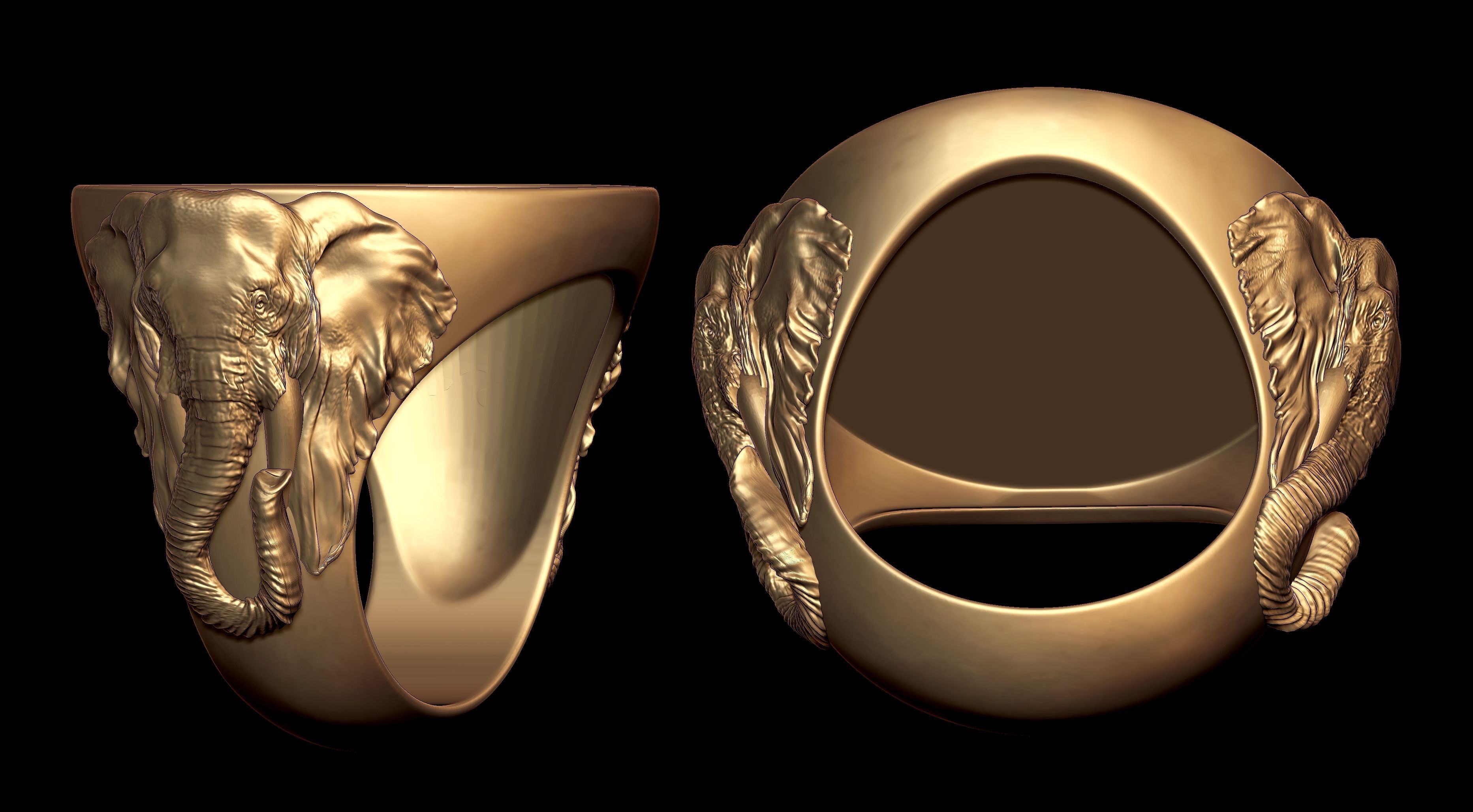 Elephant Signet Ring Shank 3D Model 3D model 3D printable | CGTrader