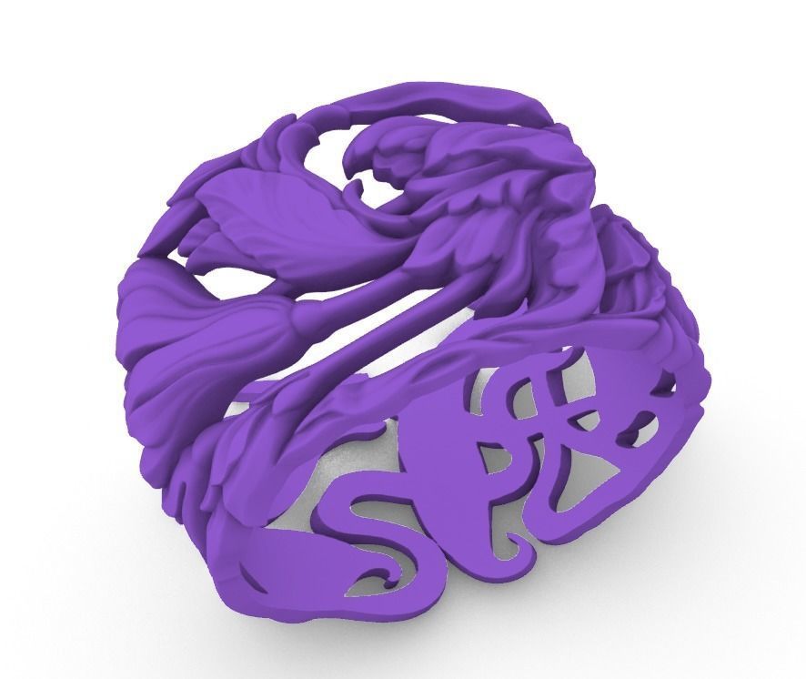 flowers Sakura tree branch Vines sheet ring 3D model 3D printable ...