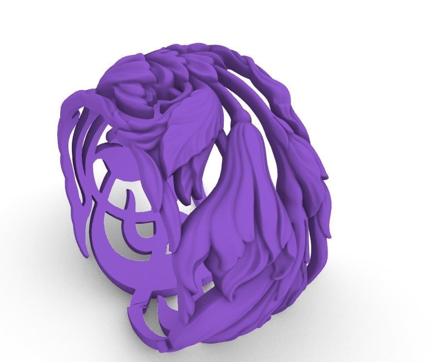 flowers Sakura tree branch Vines sheet ring 3D model 3D printable ...