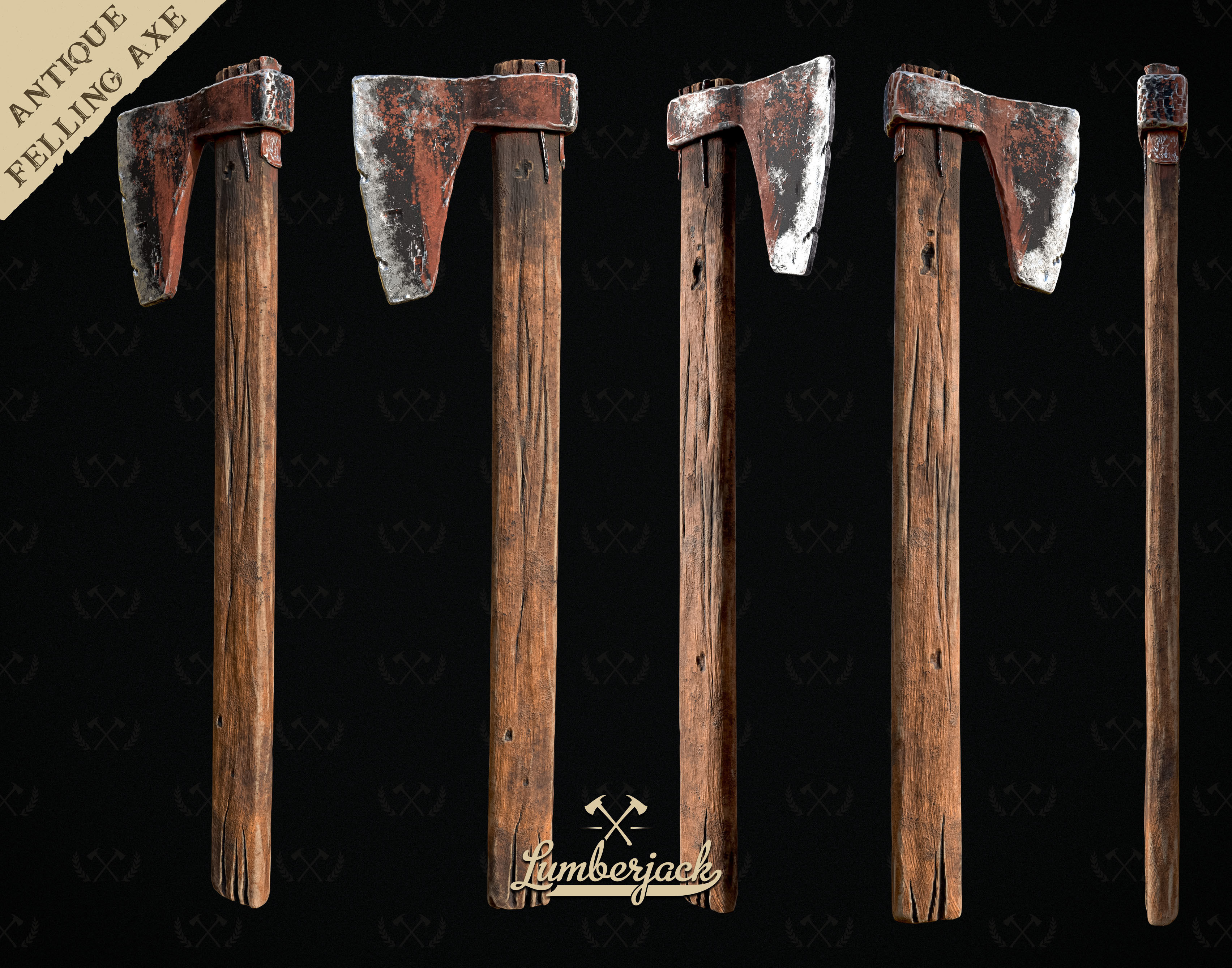 Felling Axe Antique - Diorama Miniature TableTop - Lumberjack 3D model ...