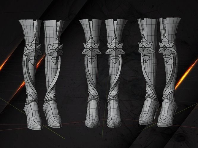 3D model Wizard leg armor female lowpoly game asset VR / AR / low-poly ...
