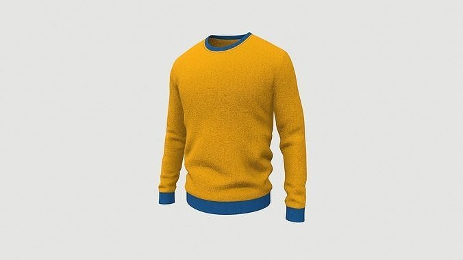 3D model Sweater Full Sleeves Yellow VR / AR / low-poly | CGTrader