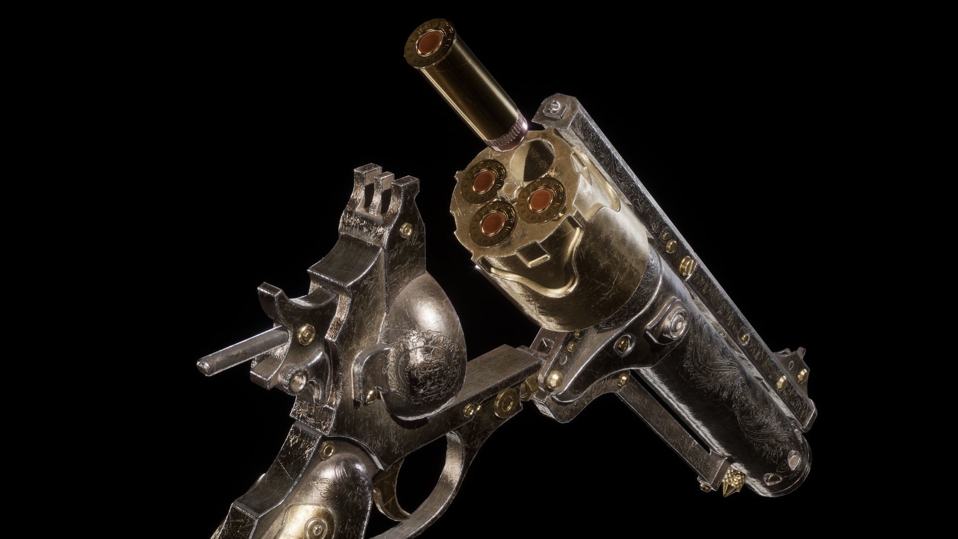 3D model Steampunk Dieselpunk Revolver Gun VR / AR / low-poly | CGTrader