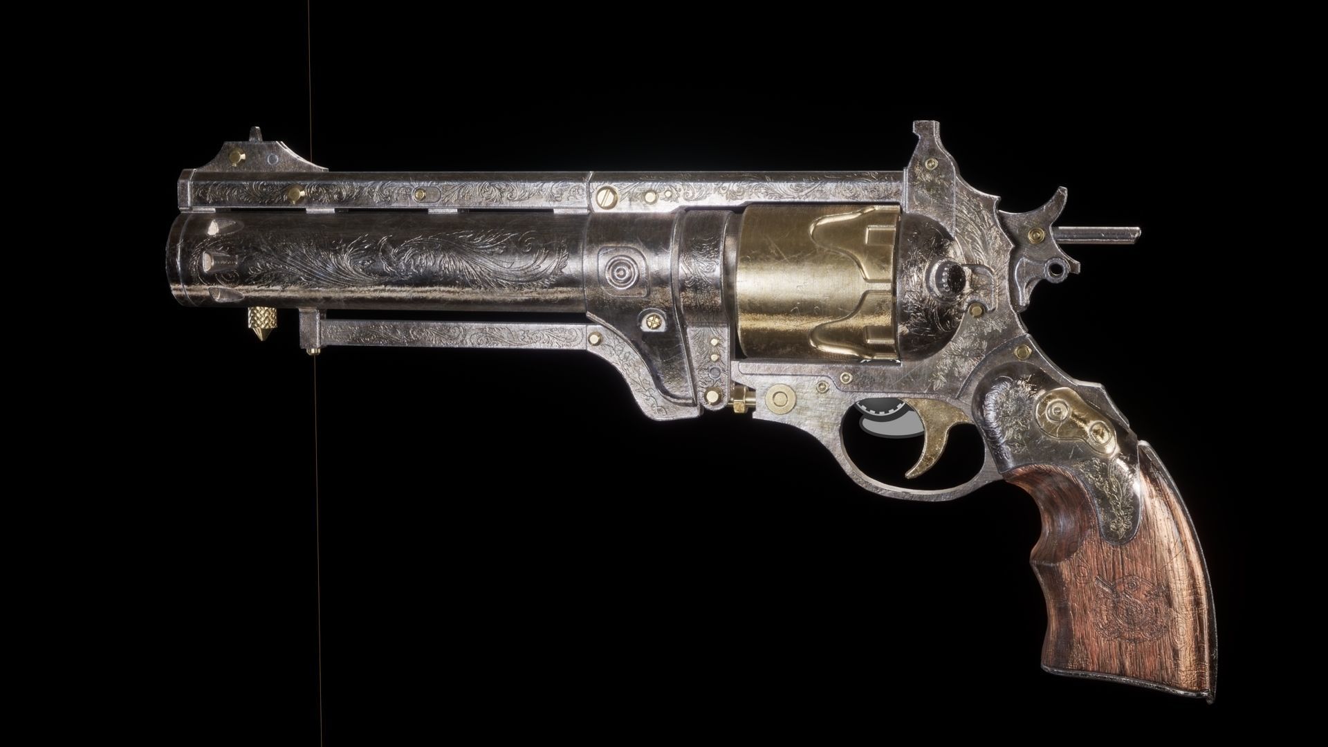 3D model Steampunk Dieselpunk Revolver Gun VR / AR / low-poly | CGTrader