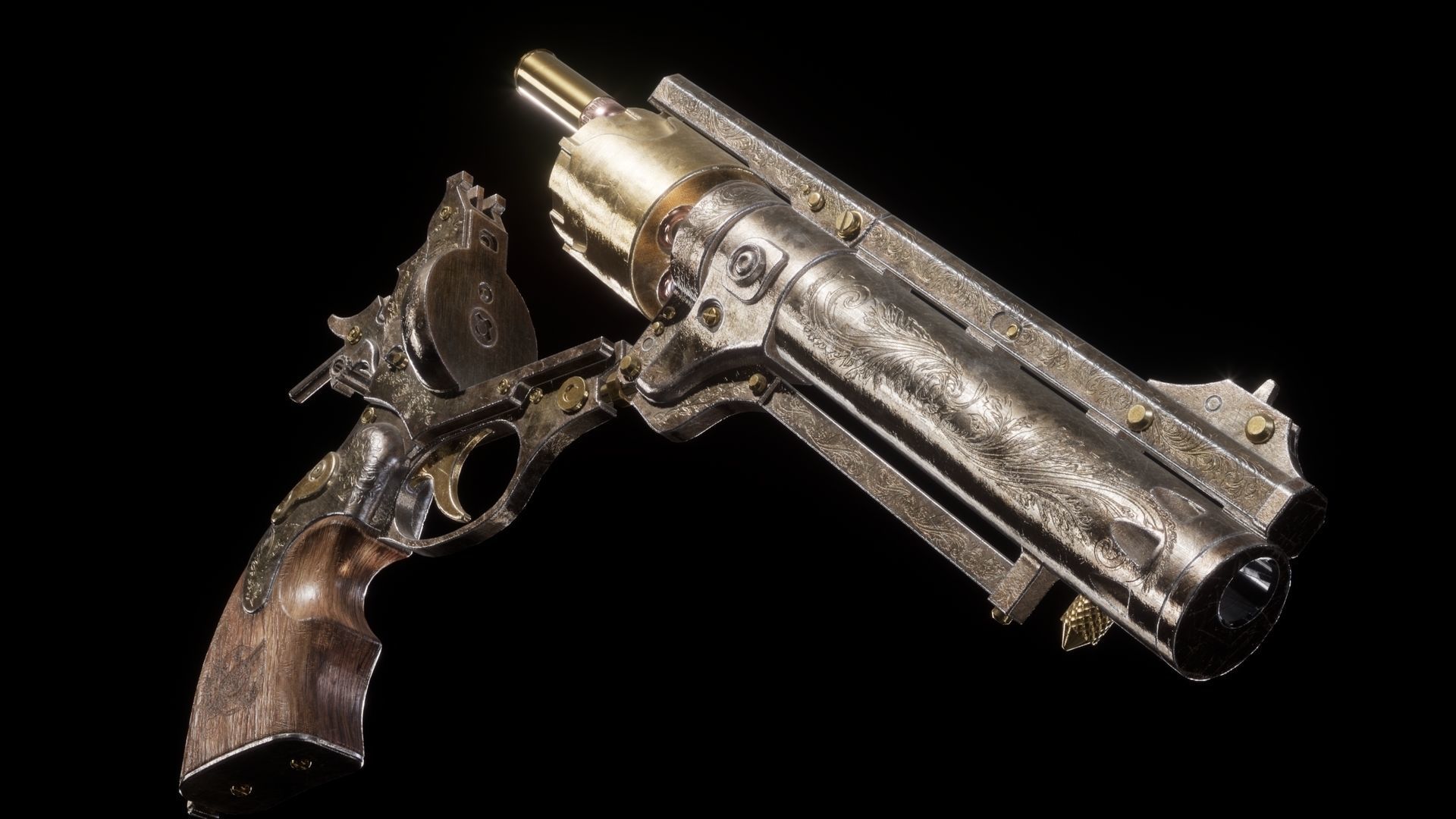 3D model Steampunk Dieselpunk Revolver Gun VR / AR / low-poly | CGTrader