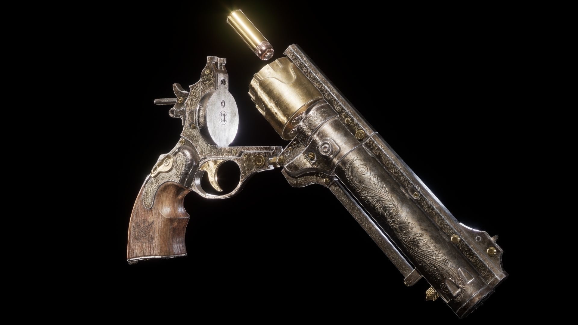 3D model Steampunk Dieselpunk Revolver Gun VR / AR / low-poly | CGTrader