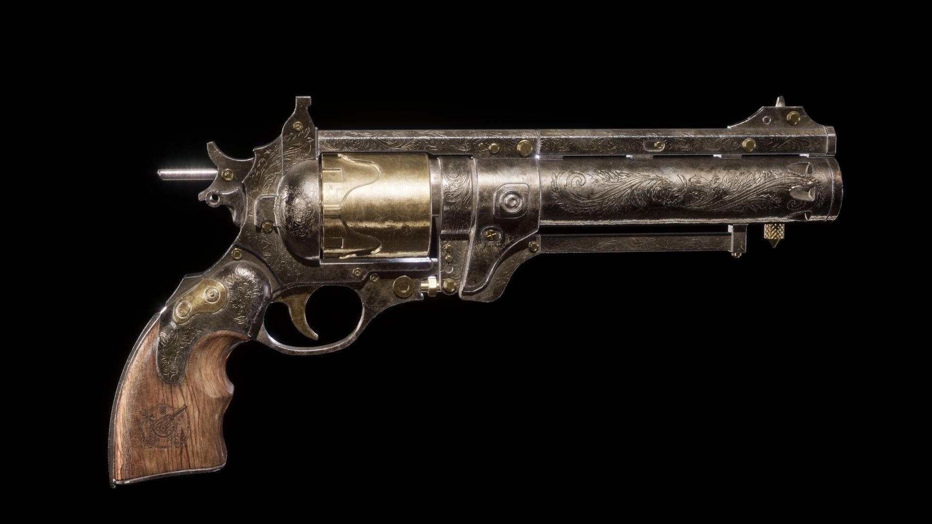 3D model Steampunk Dieselpunk Revolver Gun VR / AR / low-poly | CGTrader