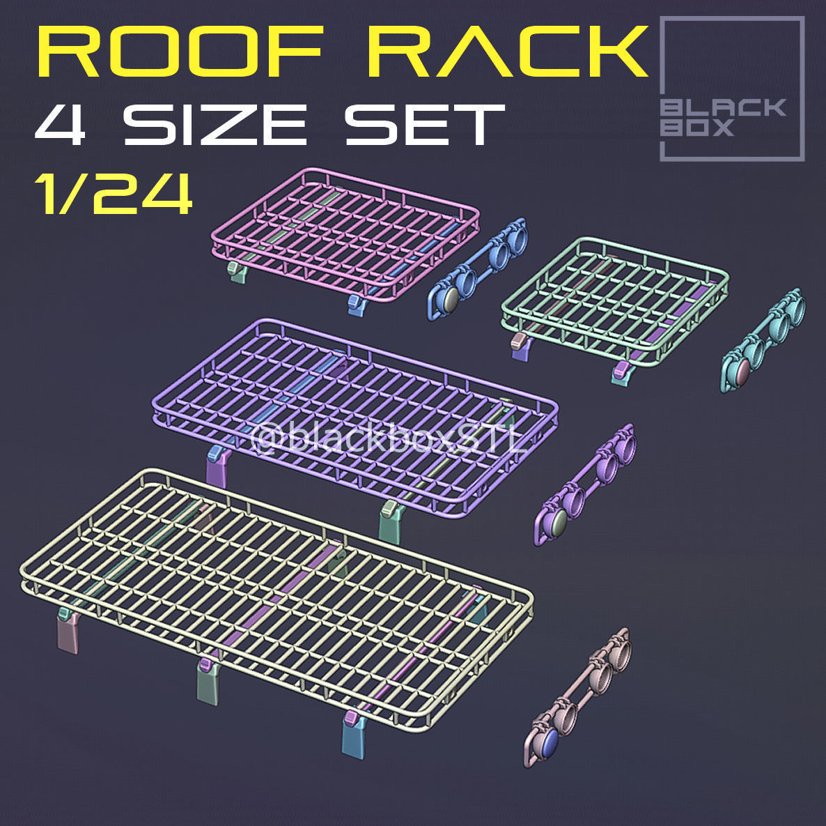 Roof Rack 4 types set 1-24th scale 3D model 3D printable | CGTrader