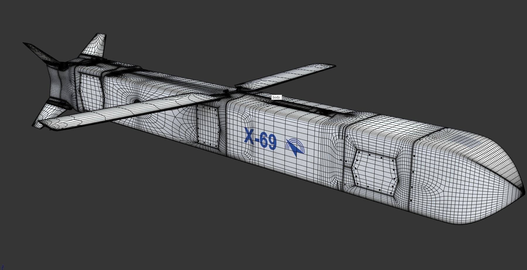 Kh-69 - X-69 stealth cruise missile 3D model animated | CGTrader