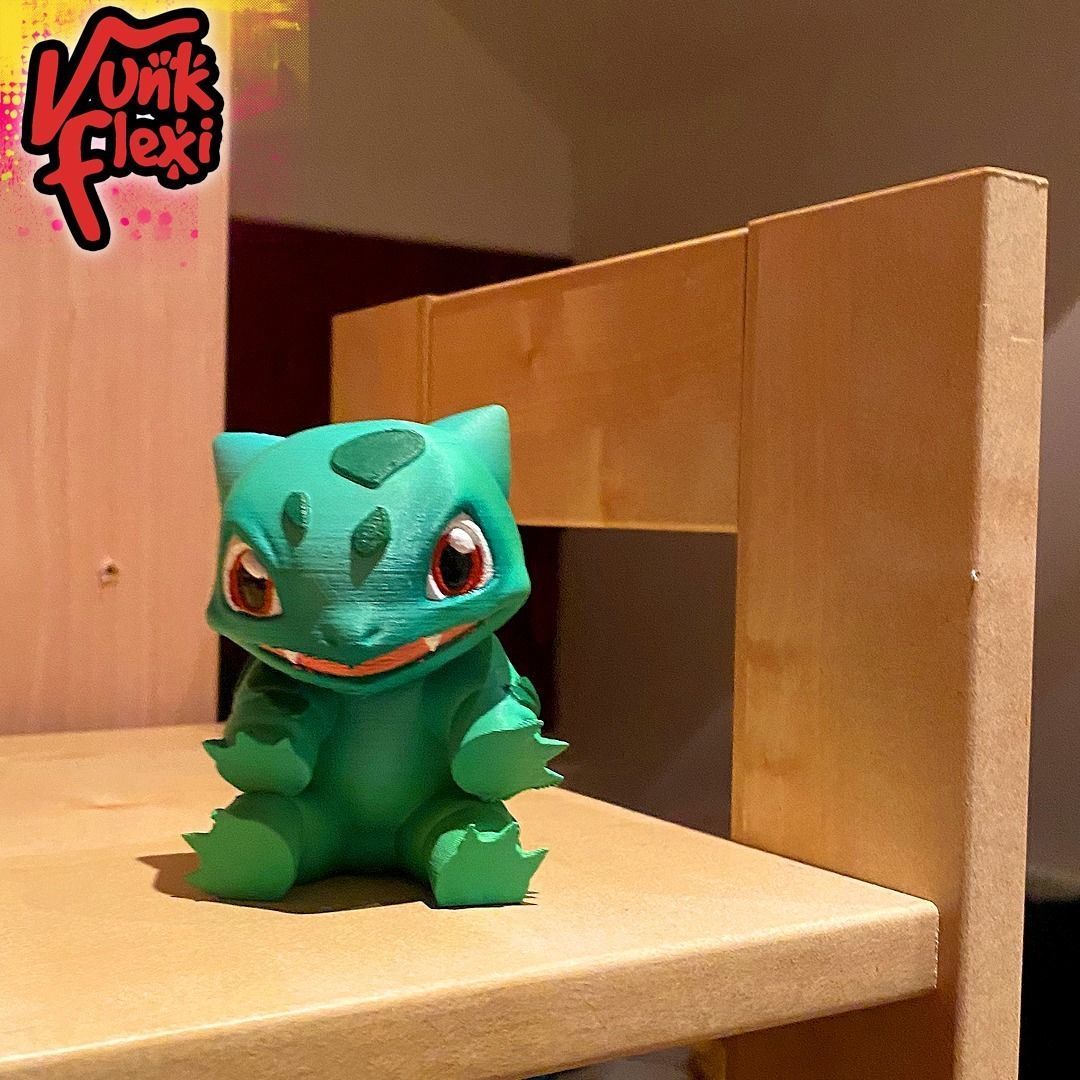 Pokemon Bulbasaur Flexi Print In Place plus figure and keychain free 3D ...