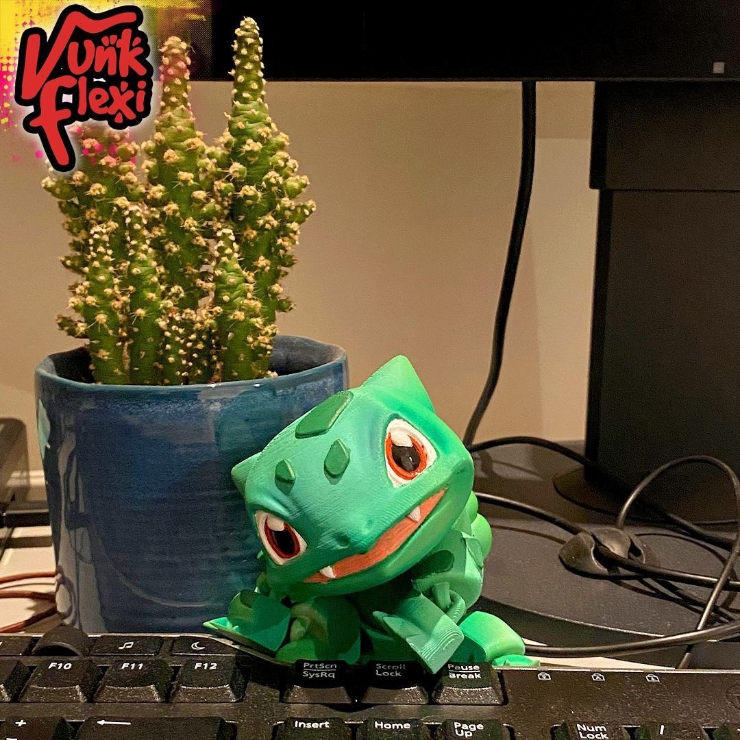 Pokemon Bulbasaur Flexi Print In Place plus figure and keychain free 3D ...