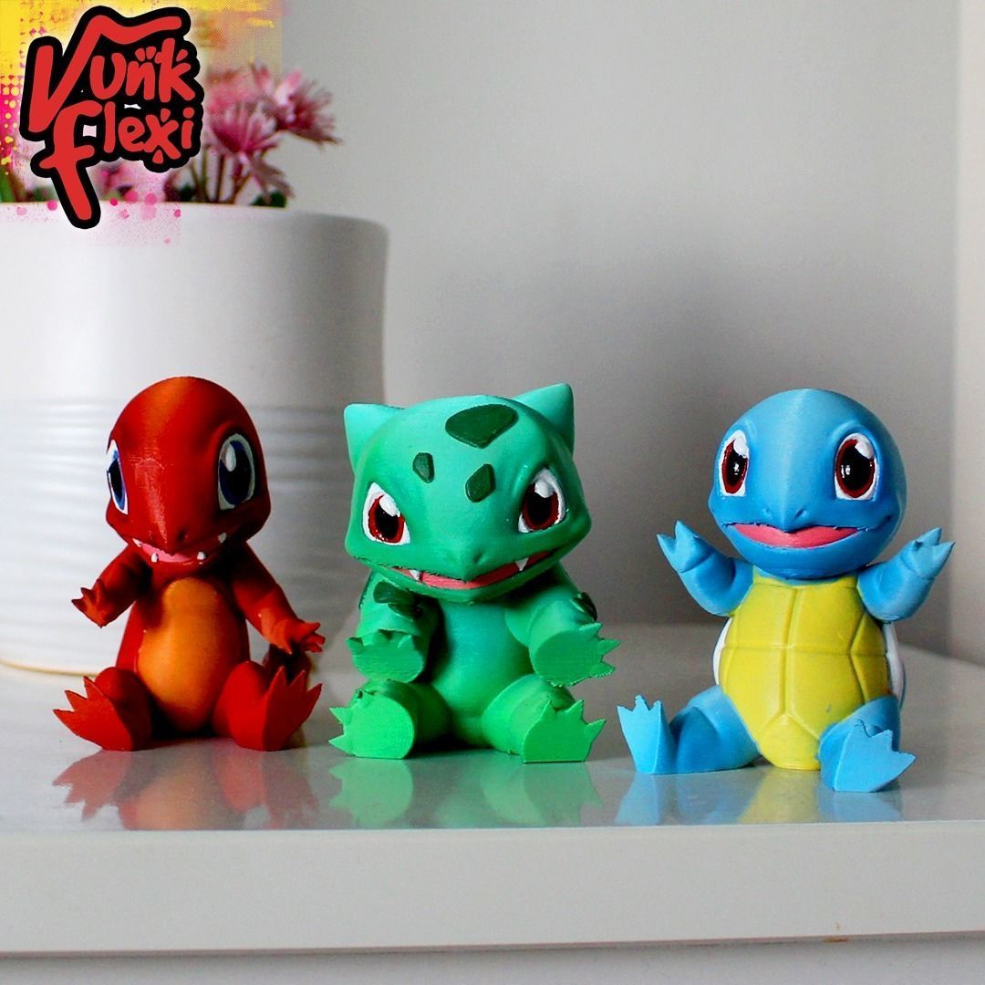 Pokemon Bulbasaur Flexi Print In Place plus figure and keychain free 3D ...
