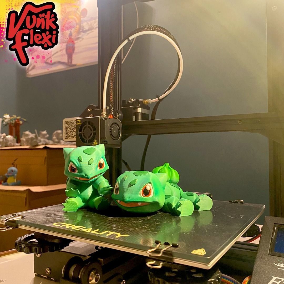 Pokemon Bulbasaur Flexi Print In Place plus figure and keychain free 3D ...