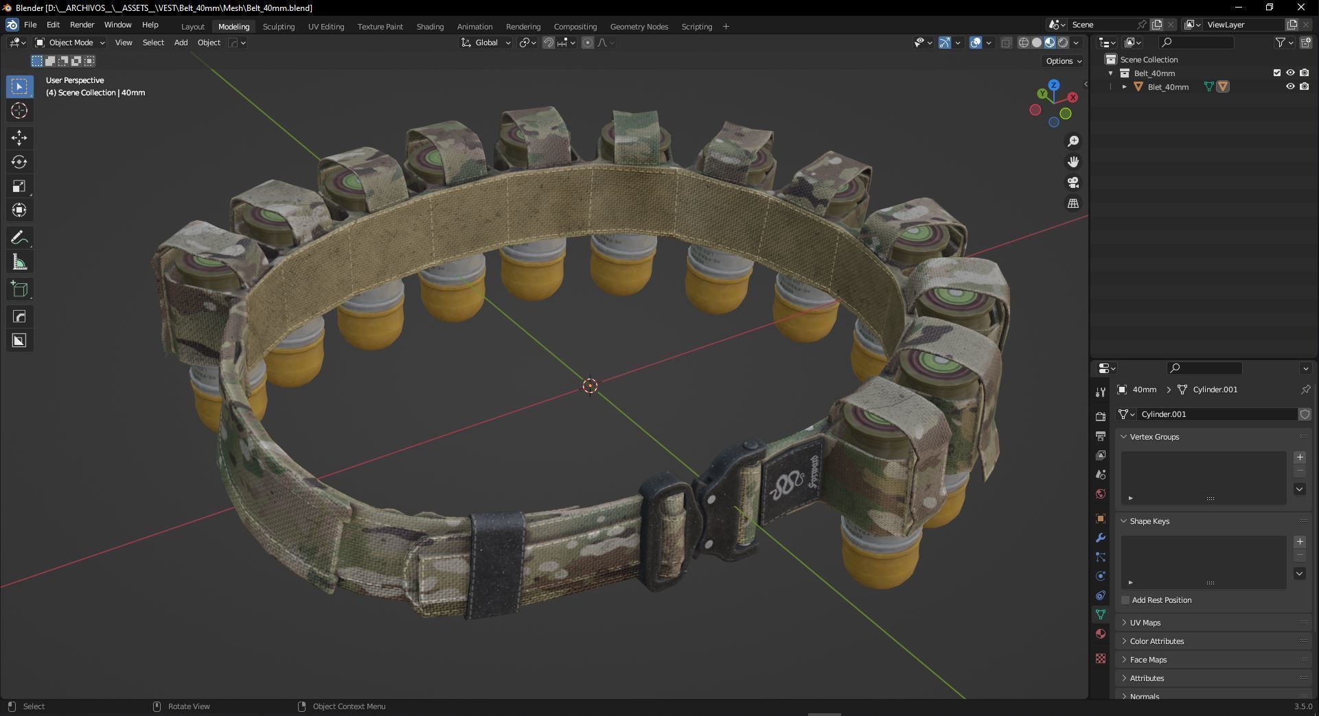 3D model 40MM GRENADE BELT VR / AR / low-poly | CGTrader