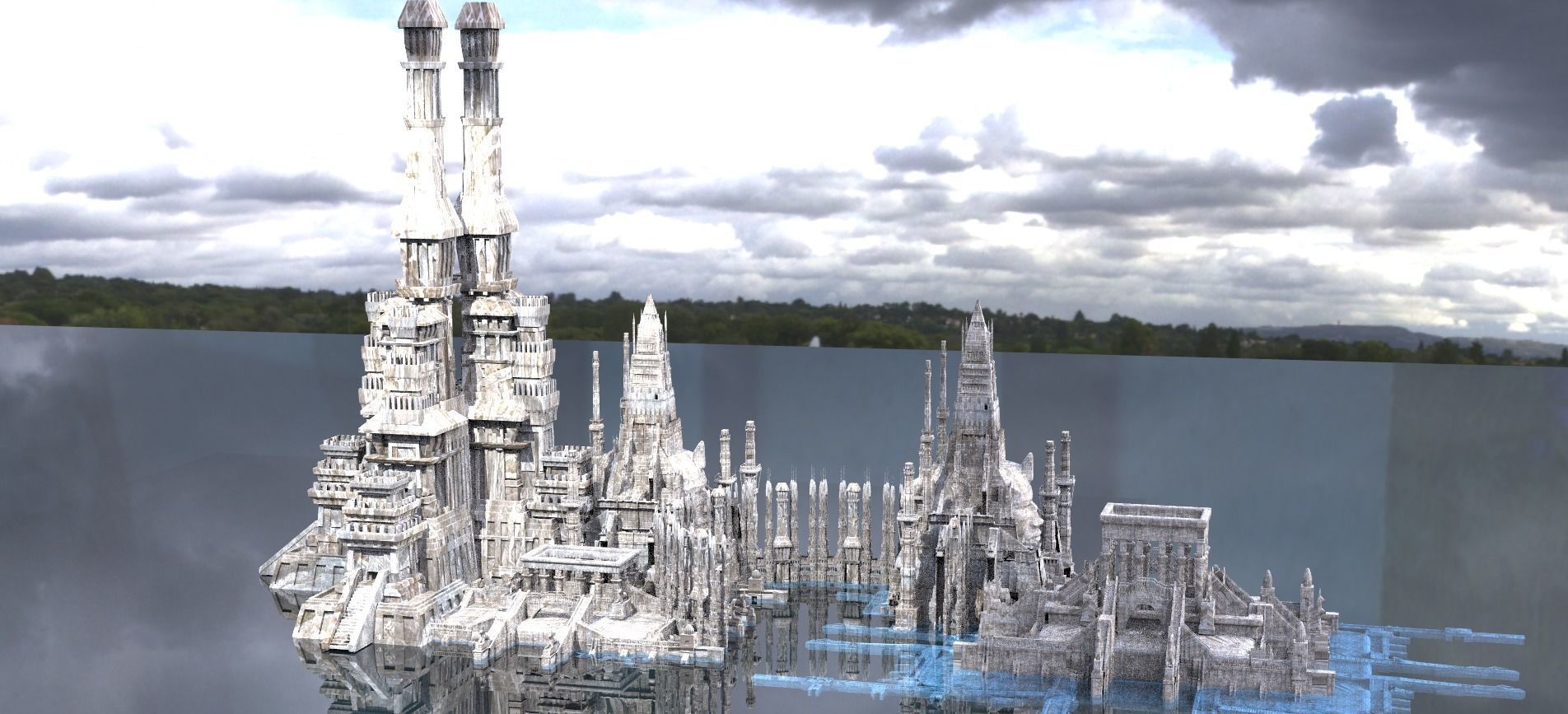 Ancient Egyptian Floating Temples 2 3D model | CGTrader