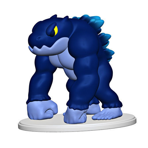 Godzilla x King Kong mashup fusion fan art chibi style Pokemon 3D model ...