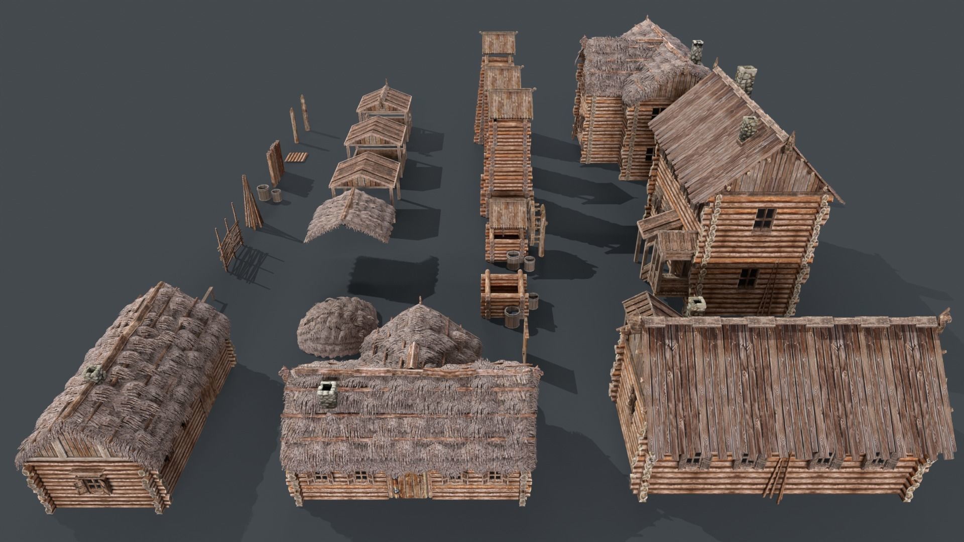 3D model Wooden Village VR / AR / low-poly | CGTrader