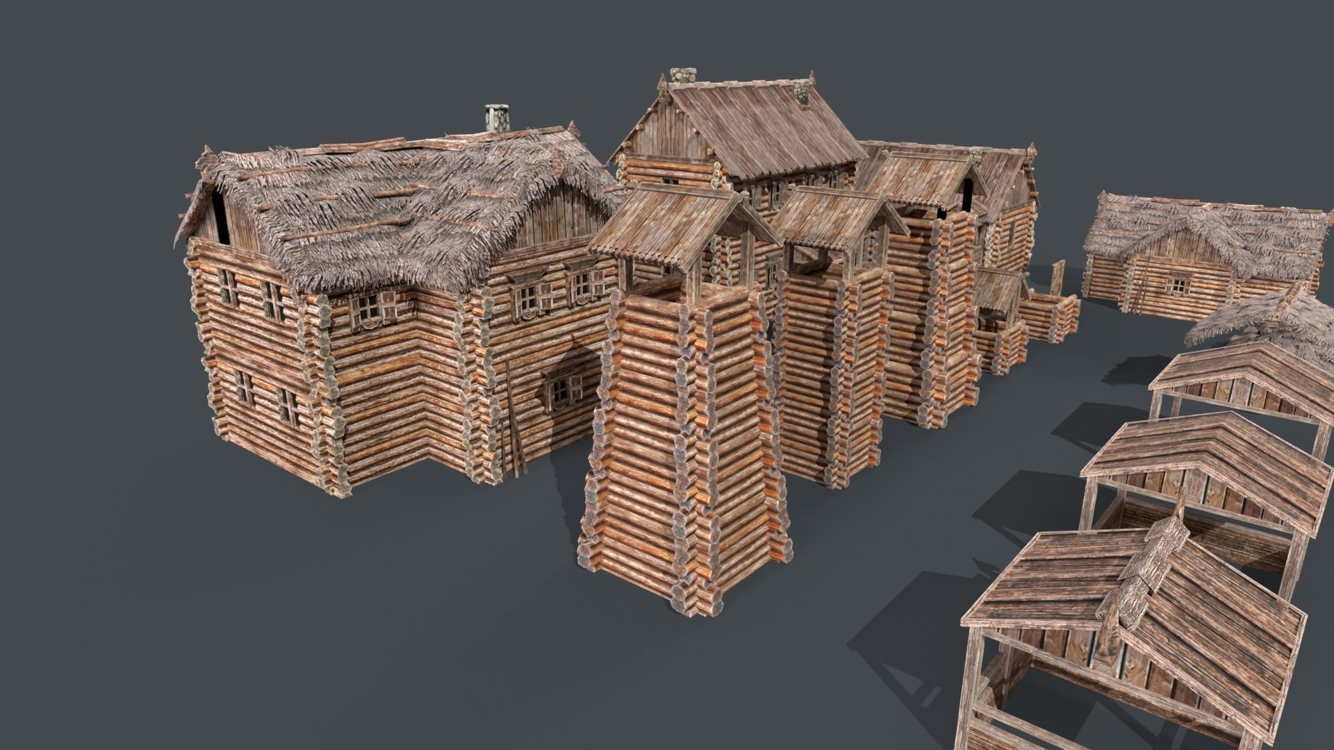 3D model Wooden Village VR / AR / low-poly | CGTrader