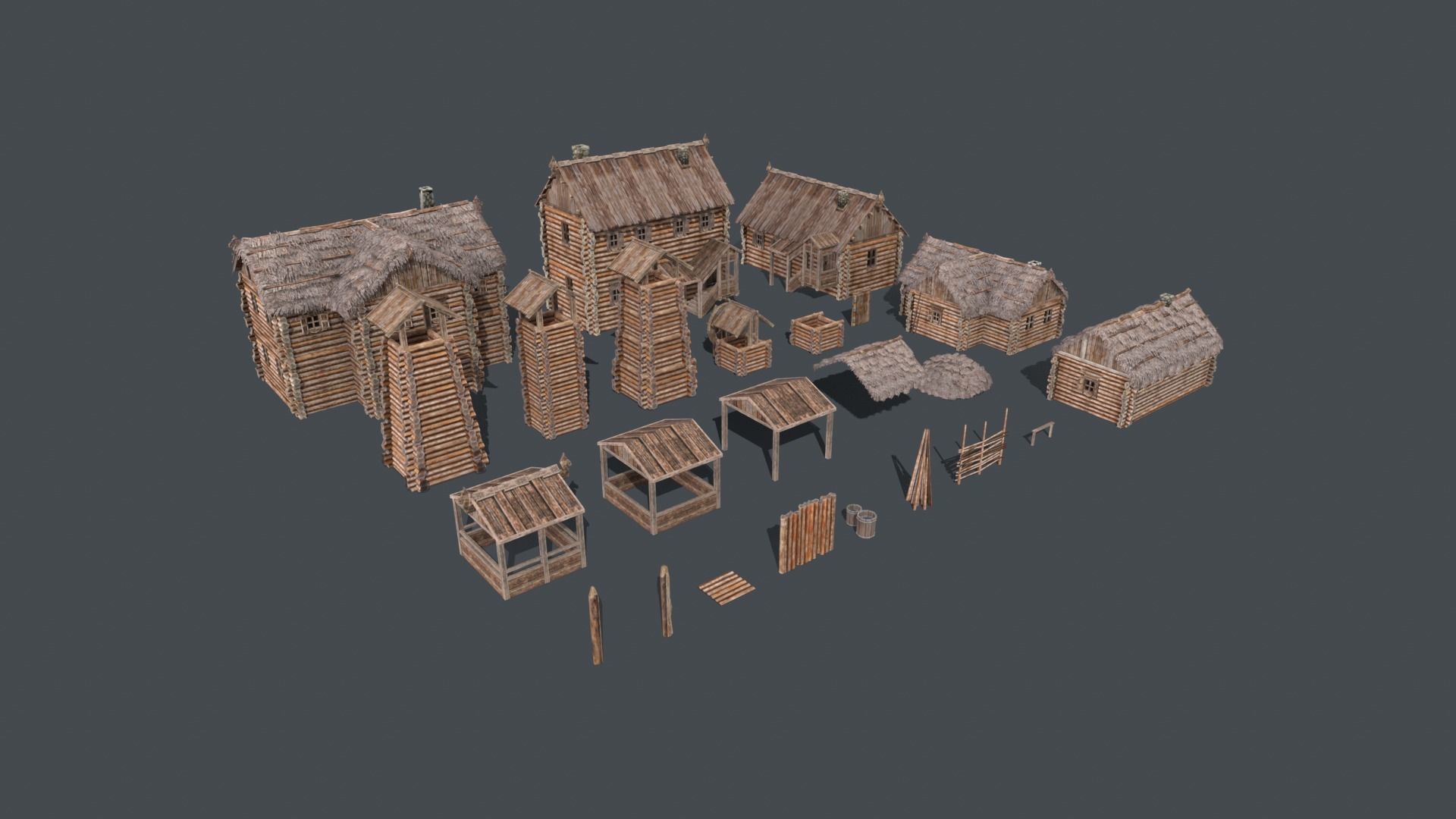 3D model Wooden Village VR / AR / low-poly | CGTrader