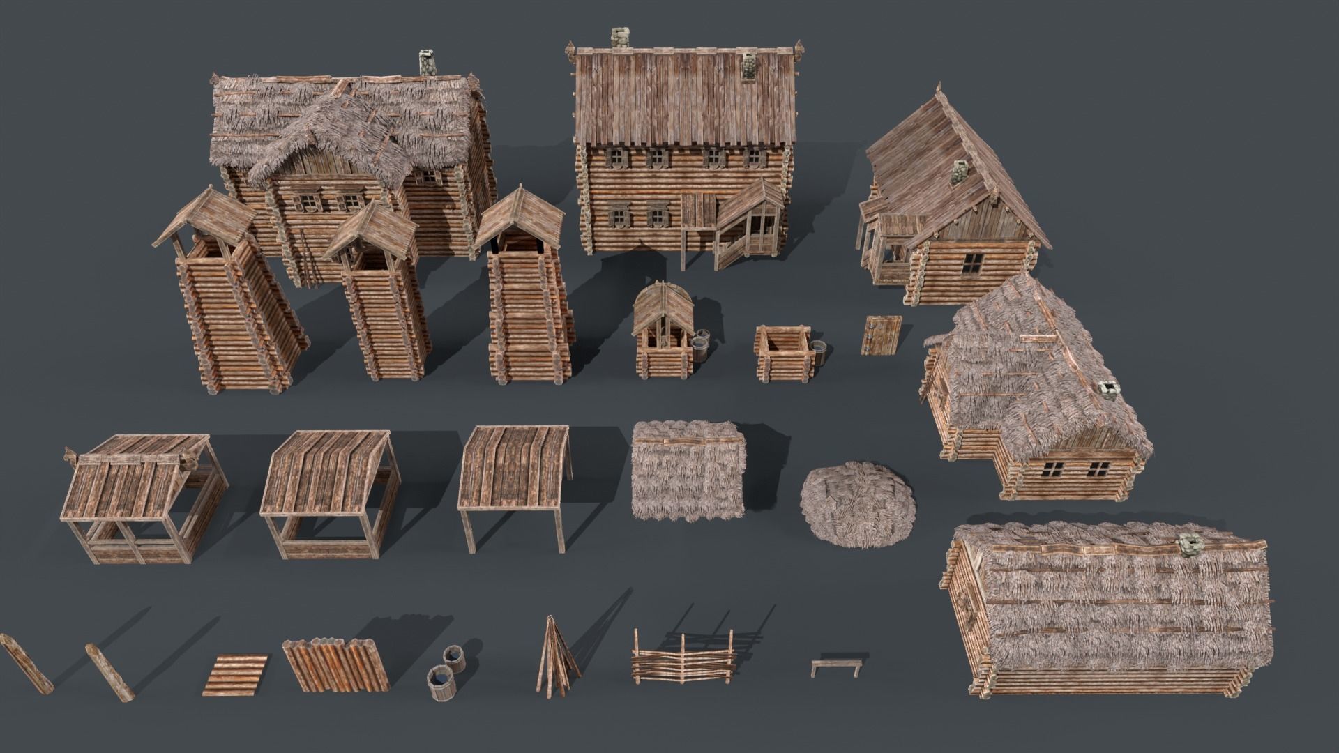 3D model Wooden Village VR / AR / low-poly | CGTrader