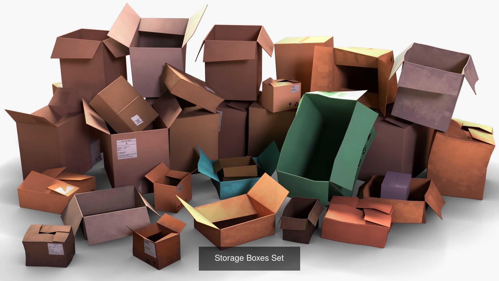 3D Model Collection box storage set VR / AR / low-poly | CGTrader