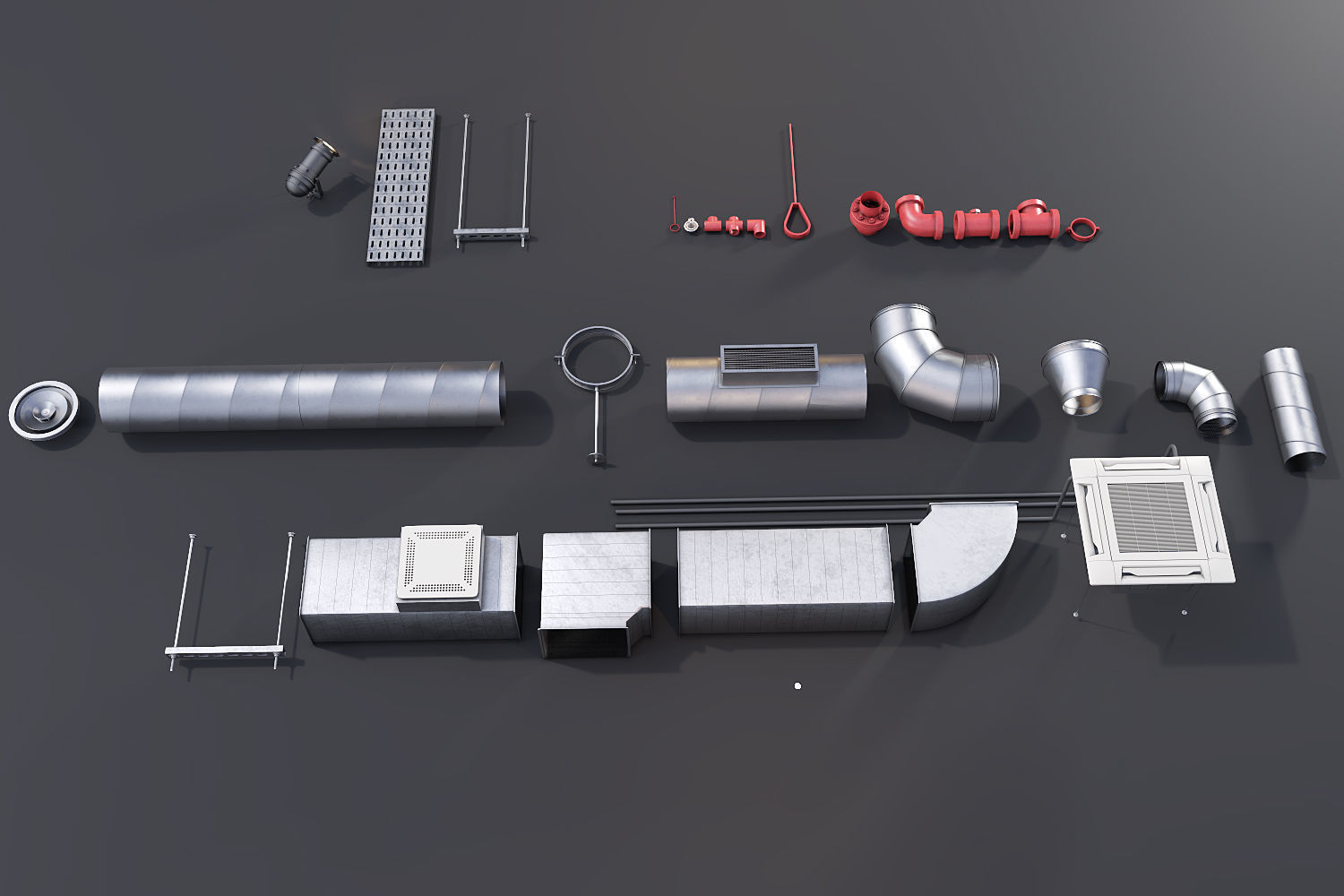 3D model Ceiling ventilation - Fire protection - Conditioning set VR ...