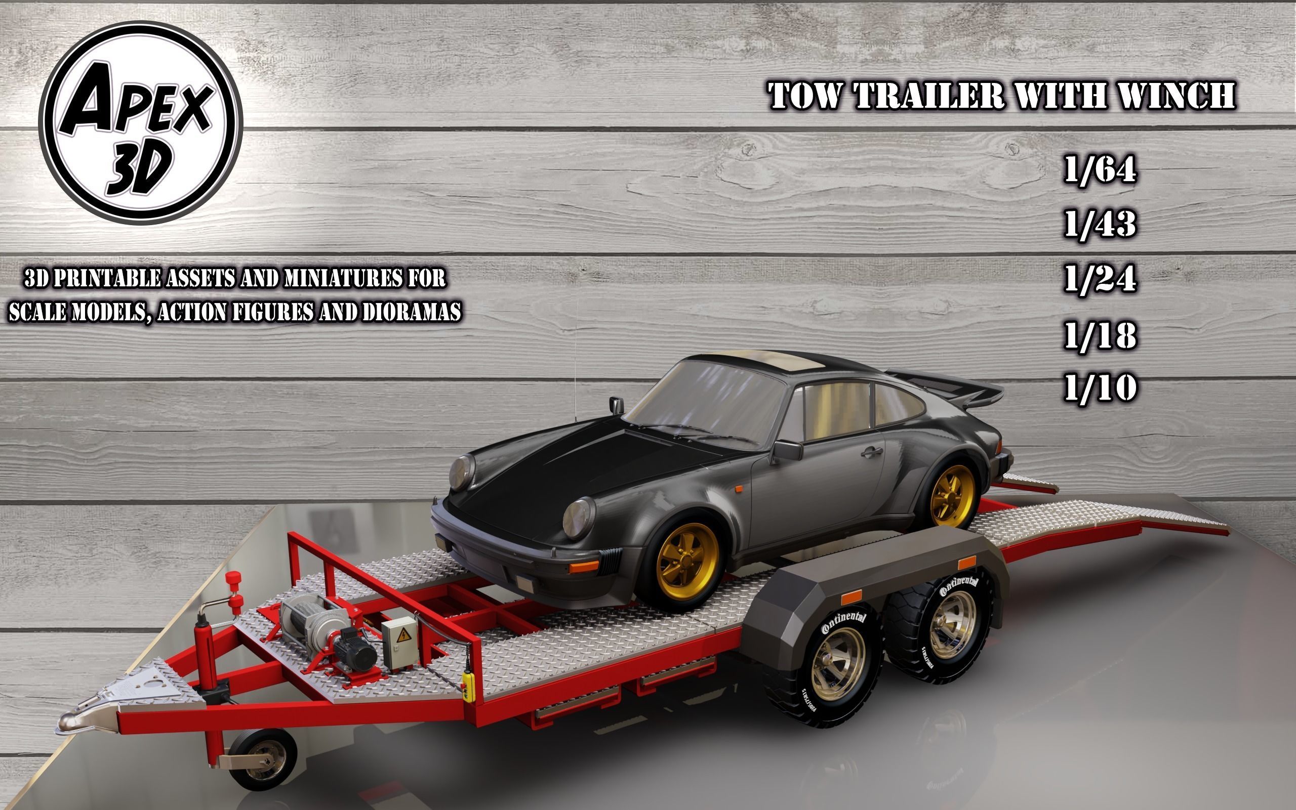 Car Tow Trailer 3d printable in various scales 3D model 3D printable ...