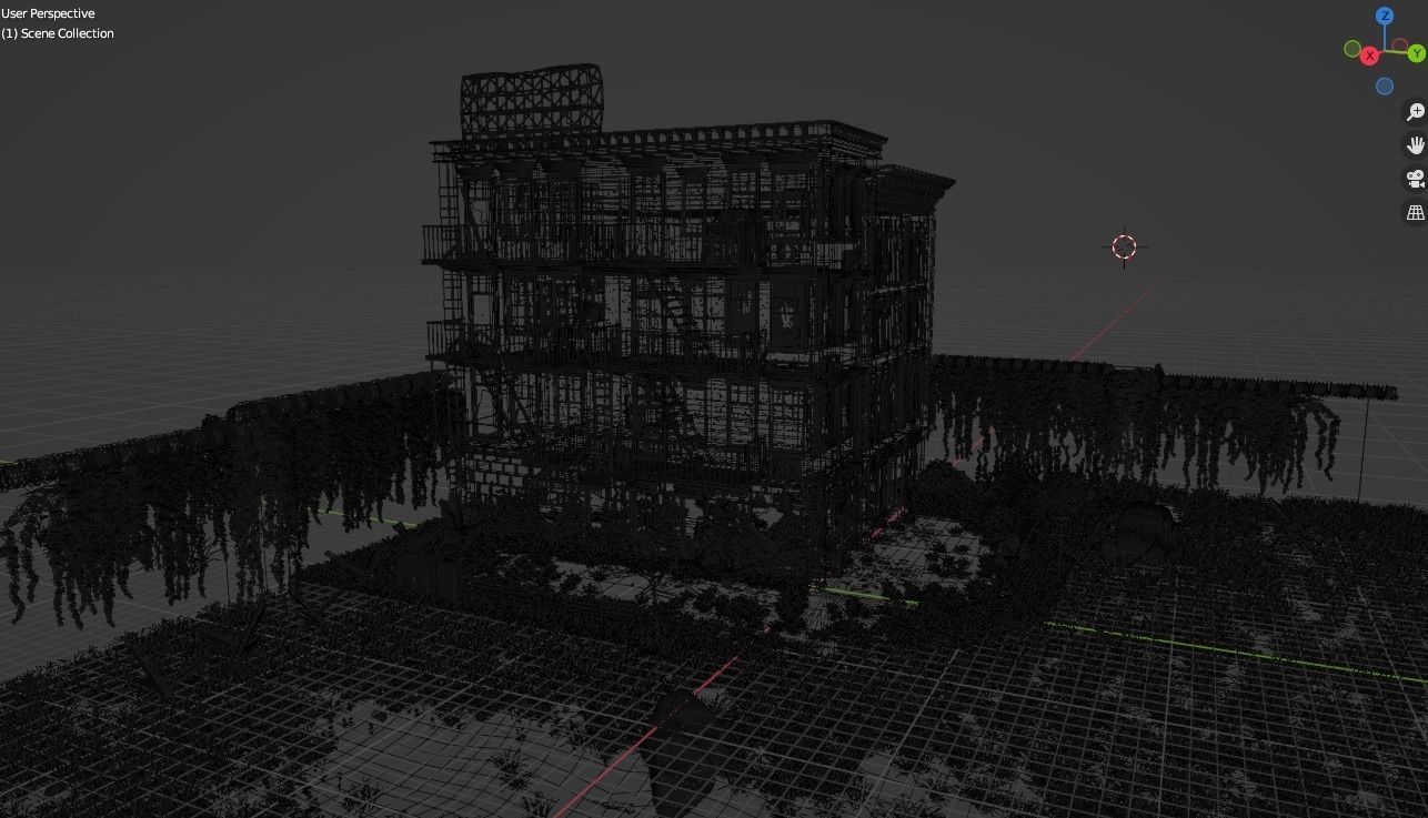 Post apocalyptic abandoned brick building 3D model | CGTrader
