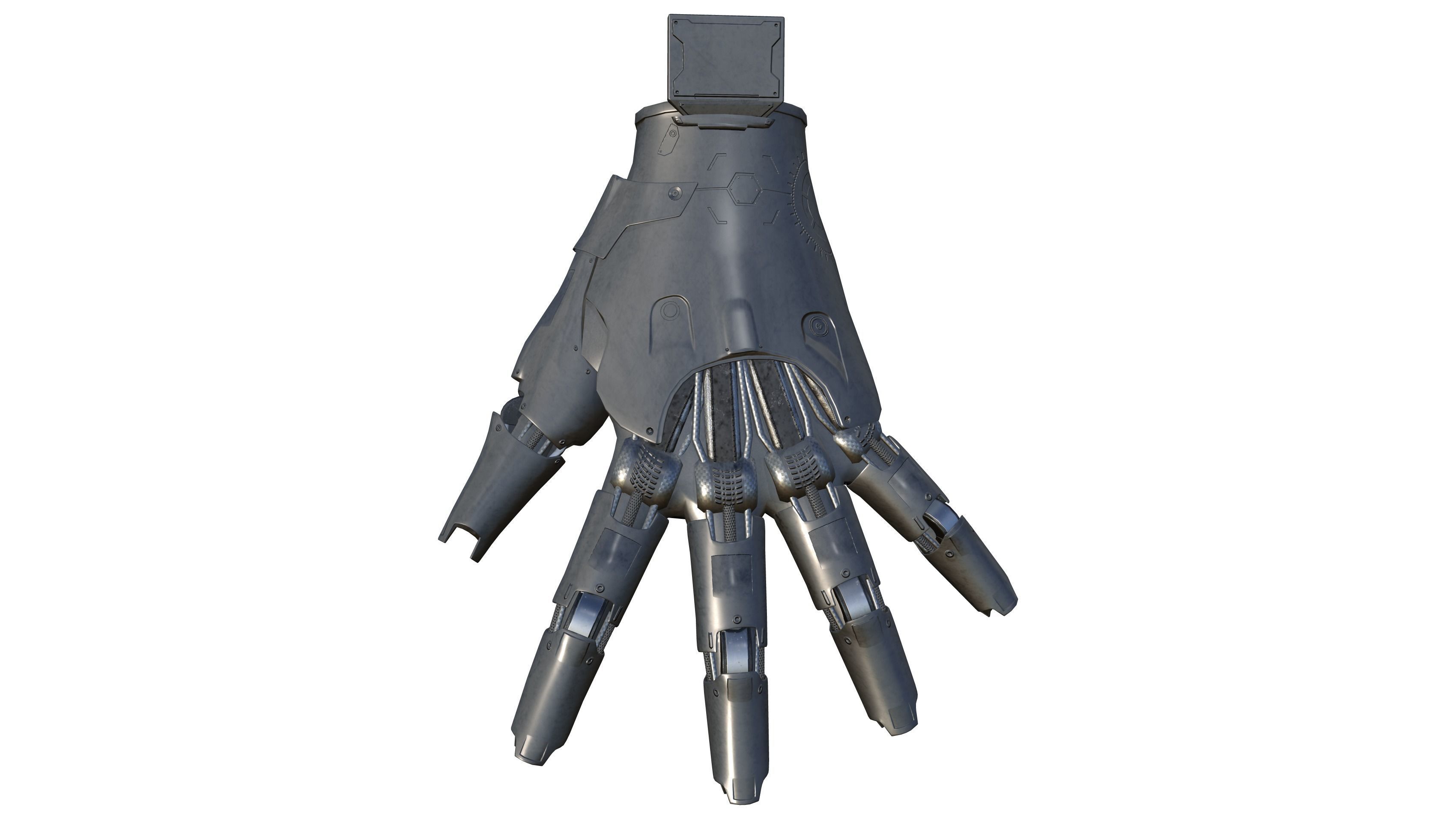 3D model Metal Futuristic Haute Couture Robotic Gloves VR / AR / low ...