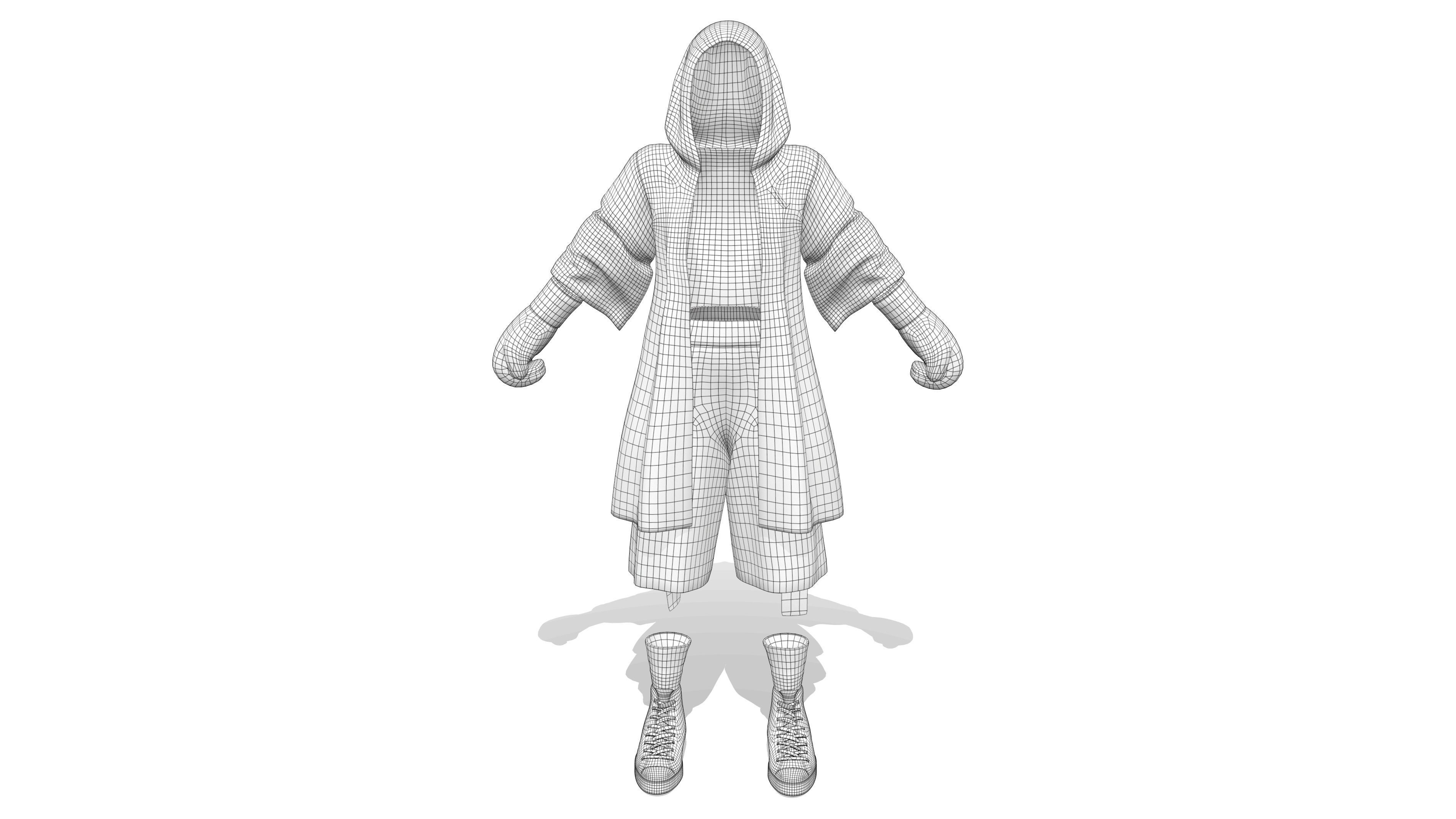 3D model Female Full Boxing Costume Uniform Wear VR / AR / low-poly ...