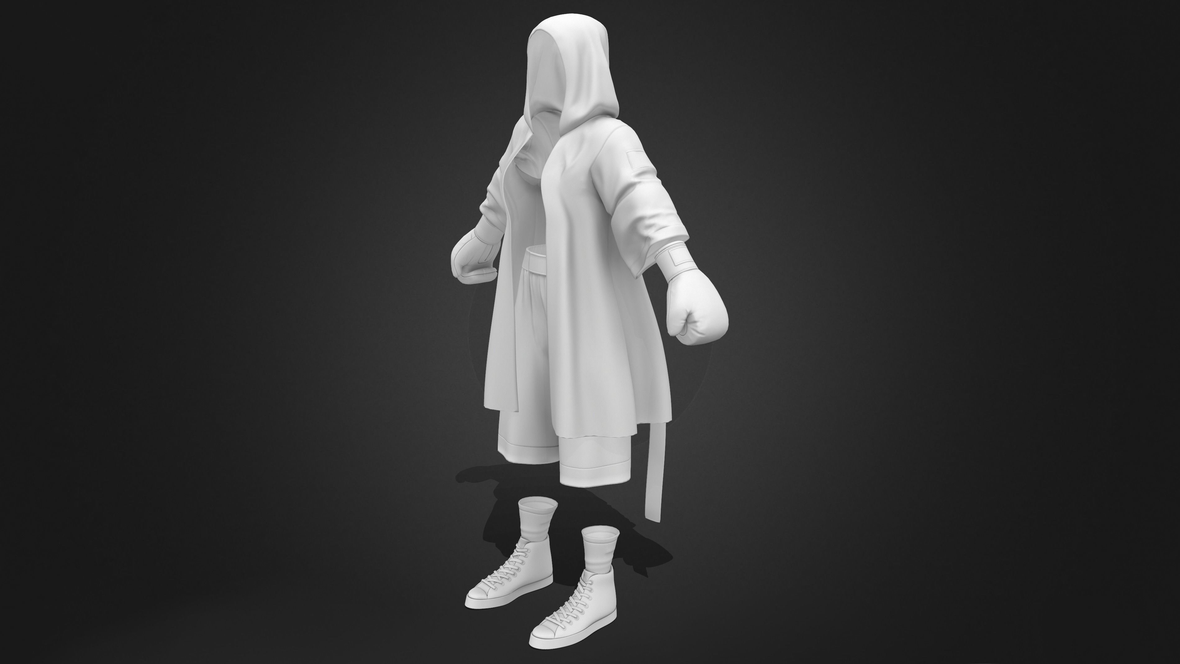 3D model Female Full Boxing Costume Uniform Wear VR / AR / low-poly ...