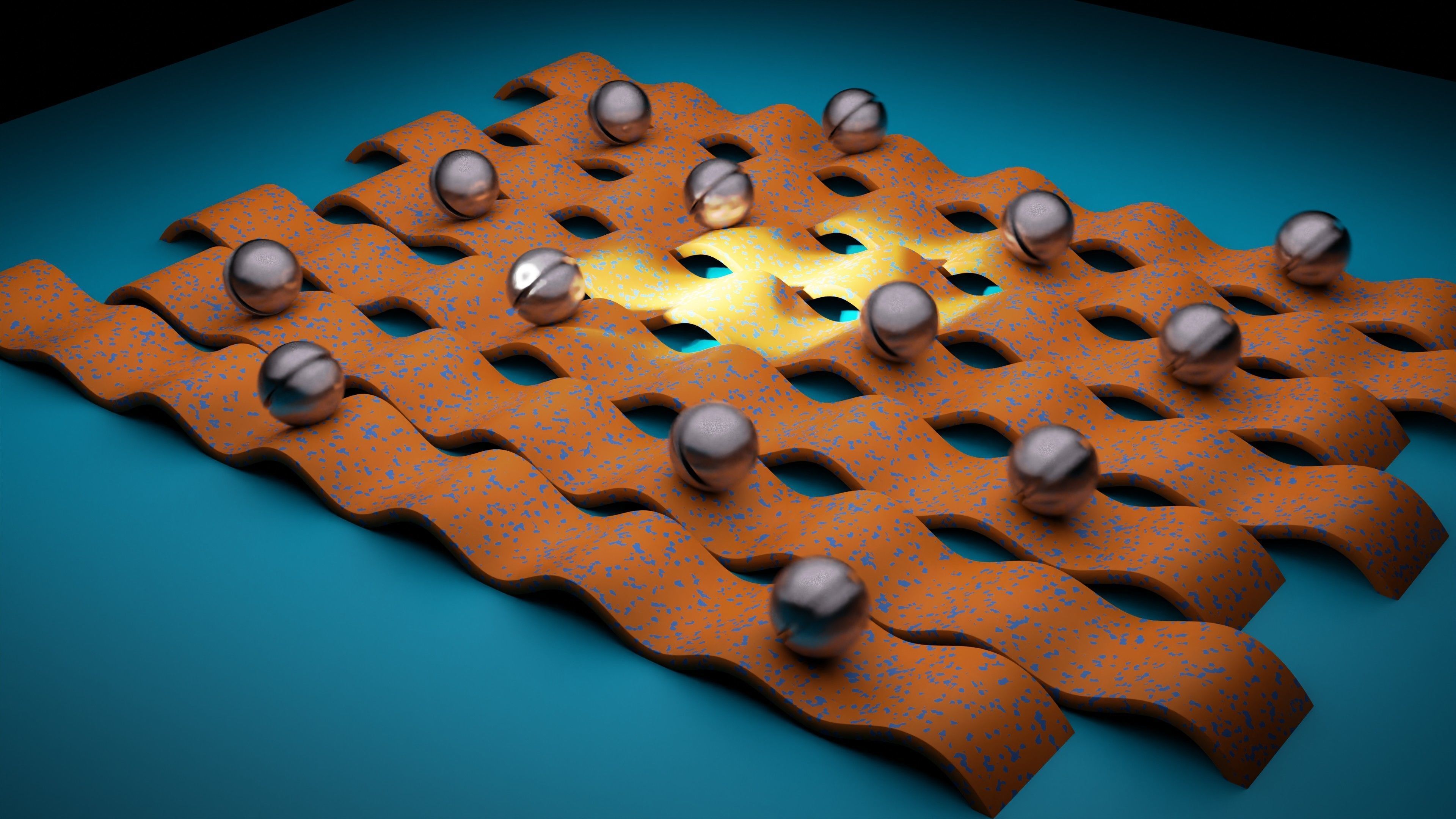 looping animation of metal balls rolling on a wavy surface 3D model ...