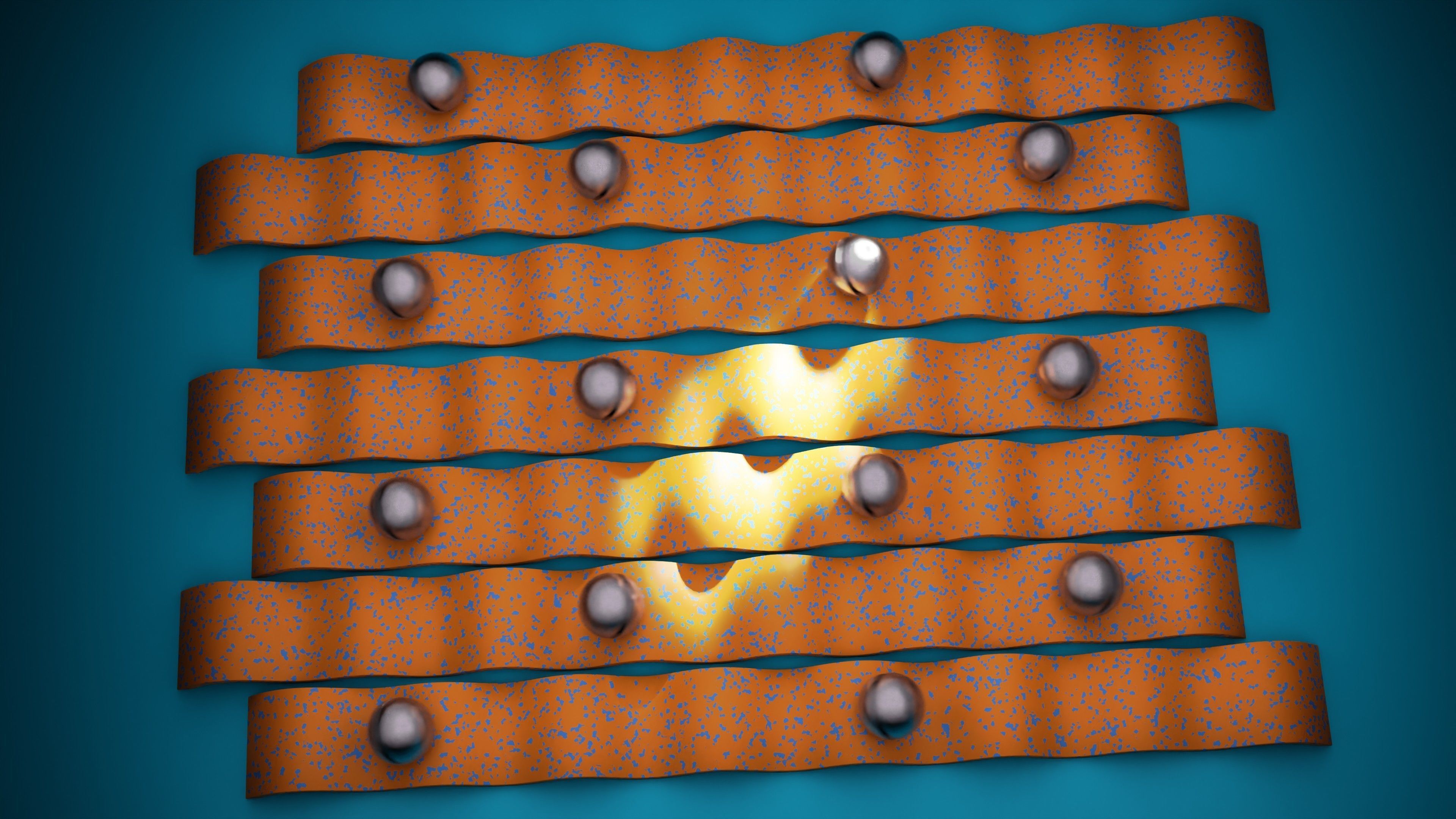 looping animation of metal balls rolling on a wavy surface 3D model ...