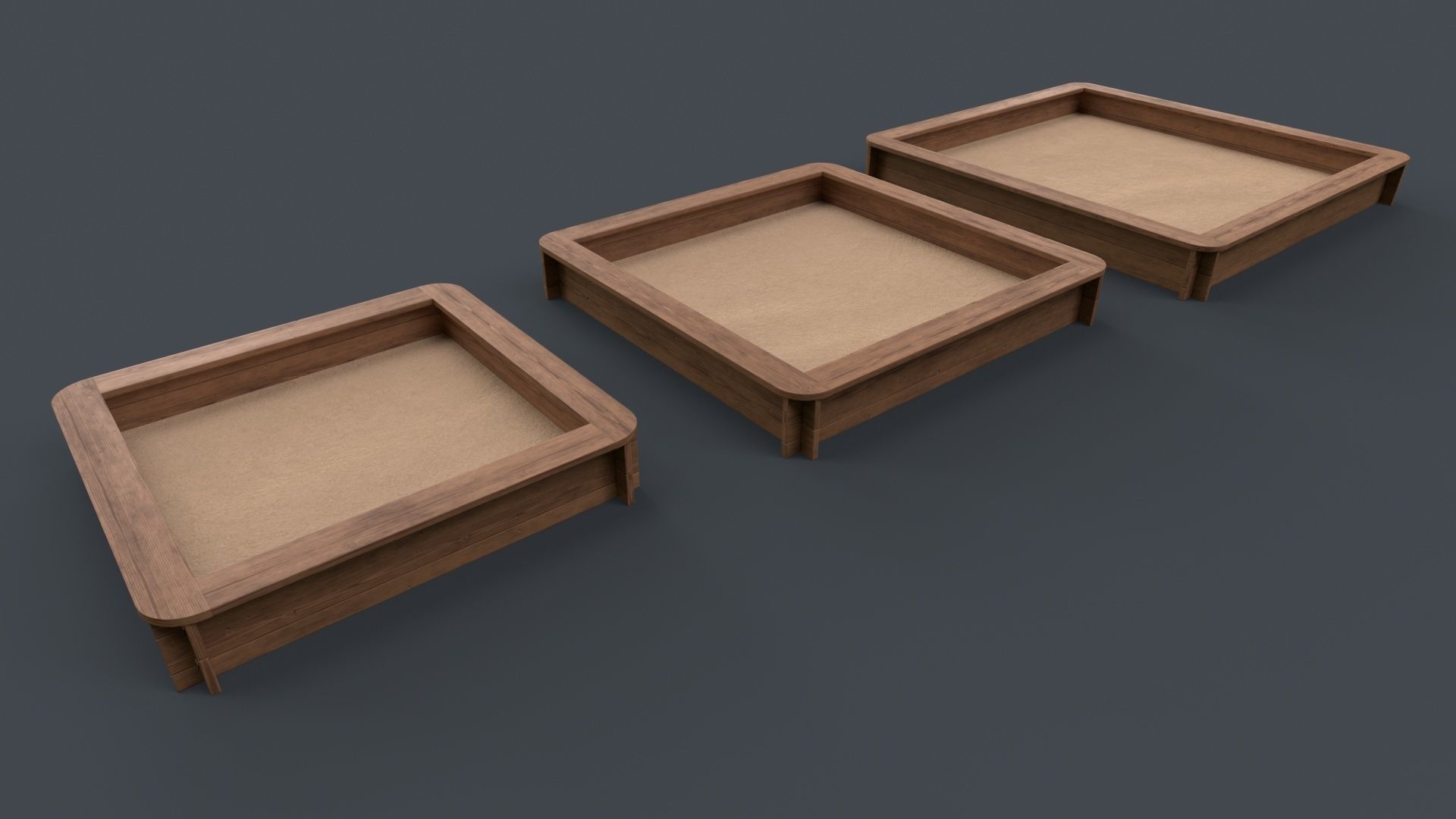 3D model PBR Outdoor Wooden Sandbox Square B VR / AR / low-poly | CGTrader