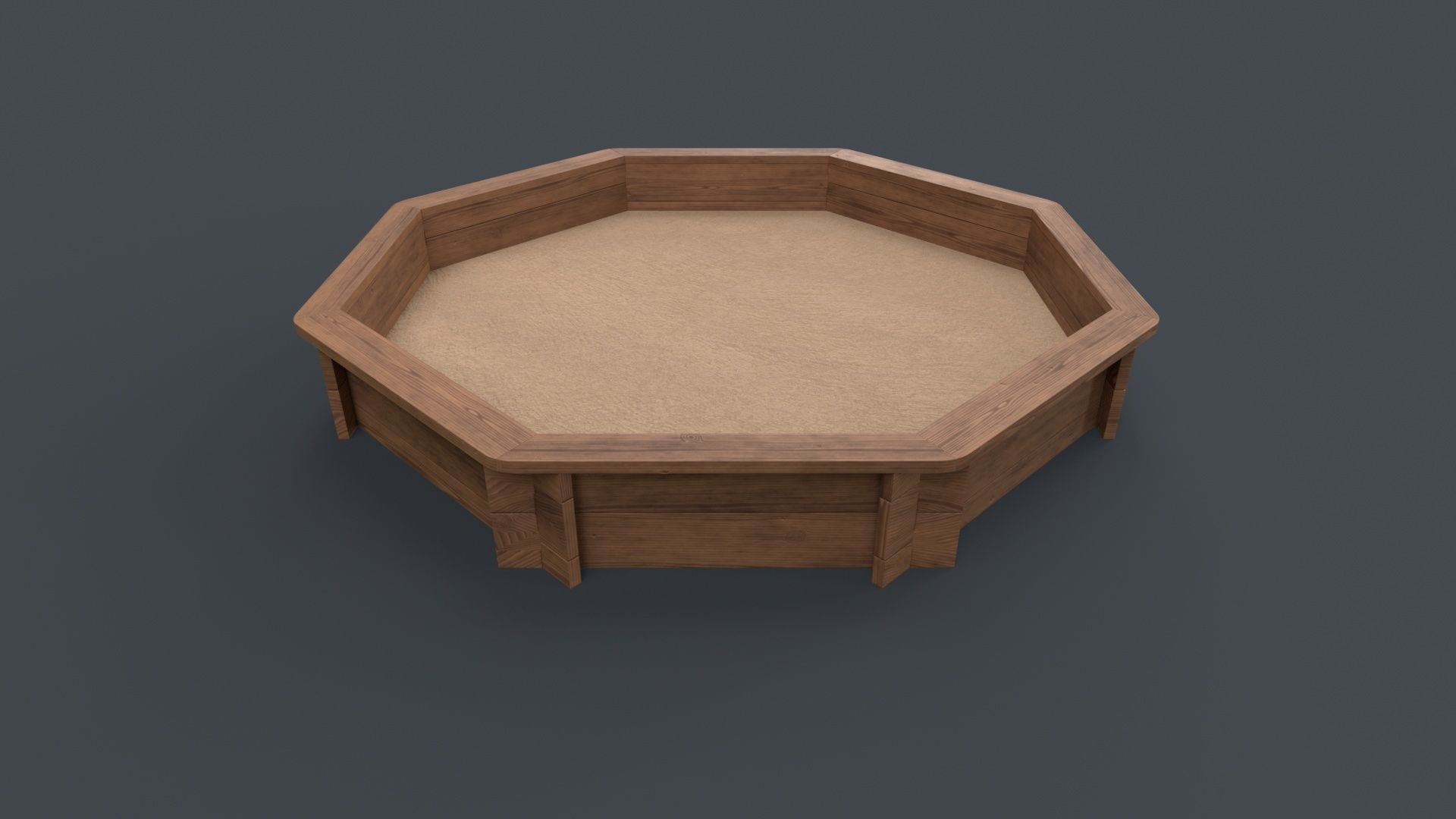 3D model PBR Outdoor Wooden Sandbox Octagon D VR / AR / low-poly | CGTrader
