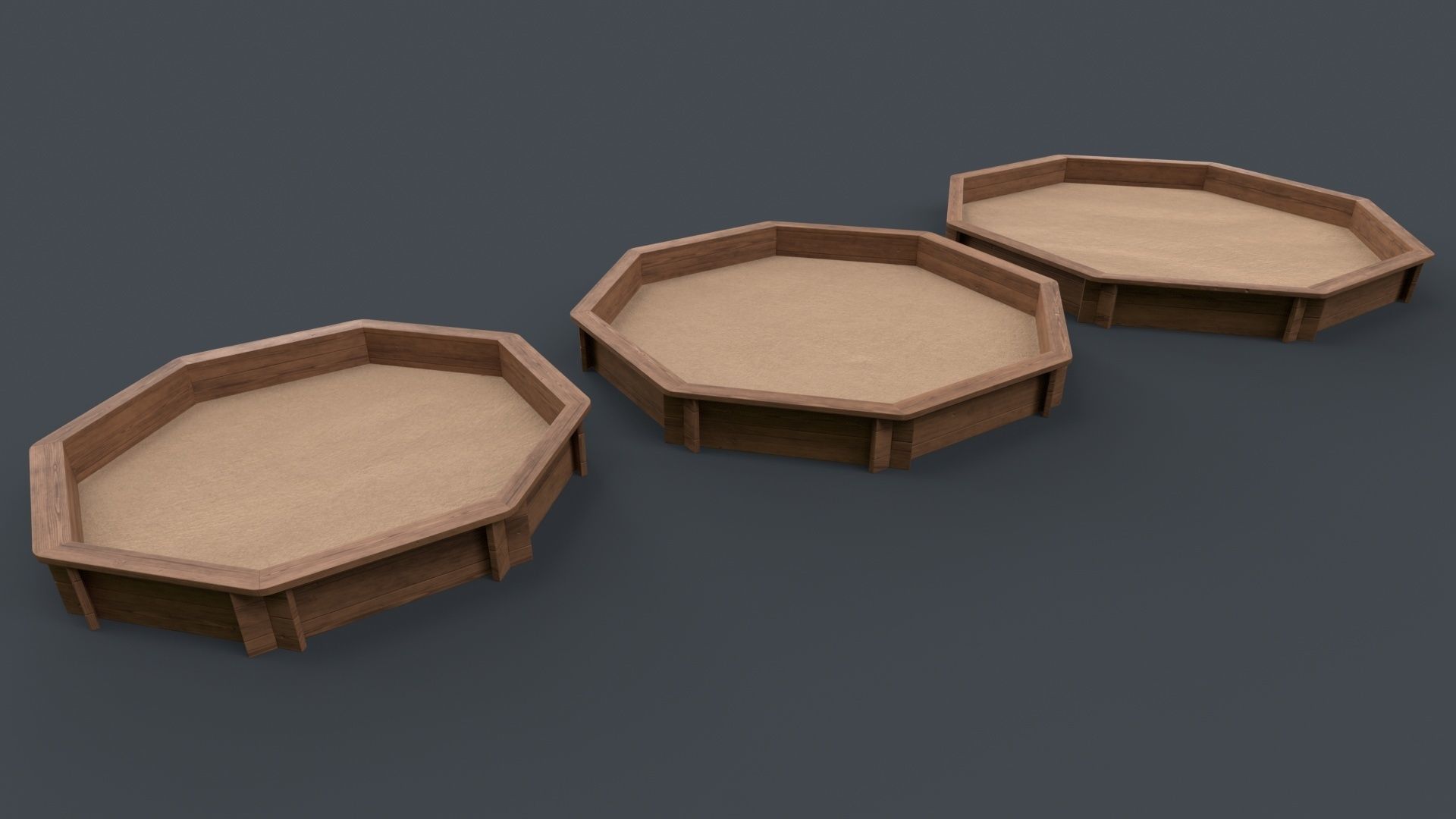 3D model PBR Outdoor Wooden Sandbox Octagon D VR / AR / low-poly | CGTrader