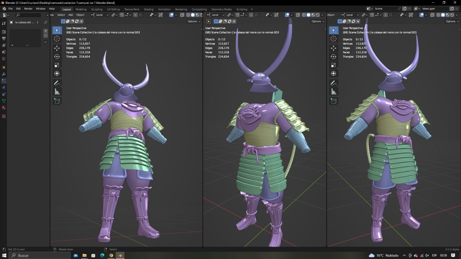 character samurai bloody var 1 free 3D model | CGTrader