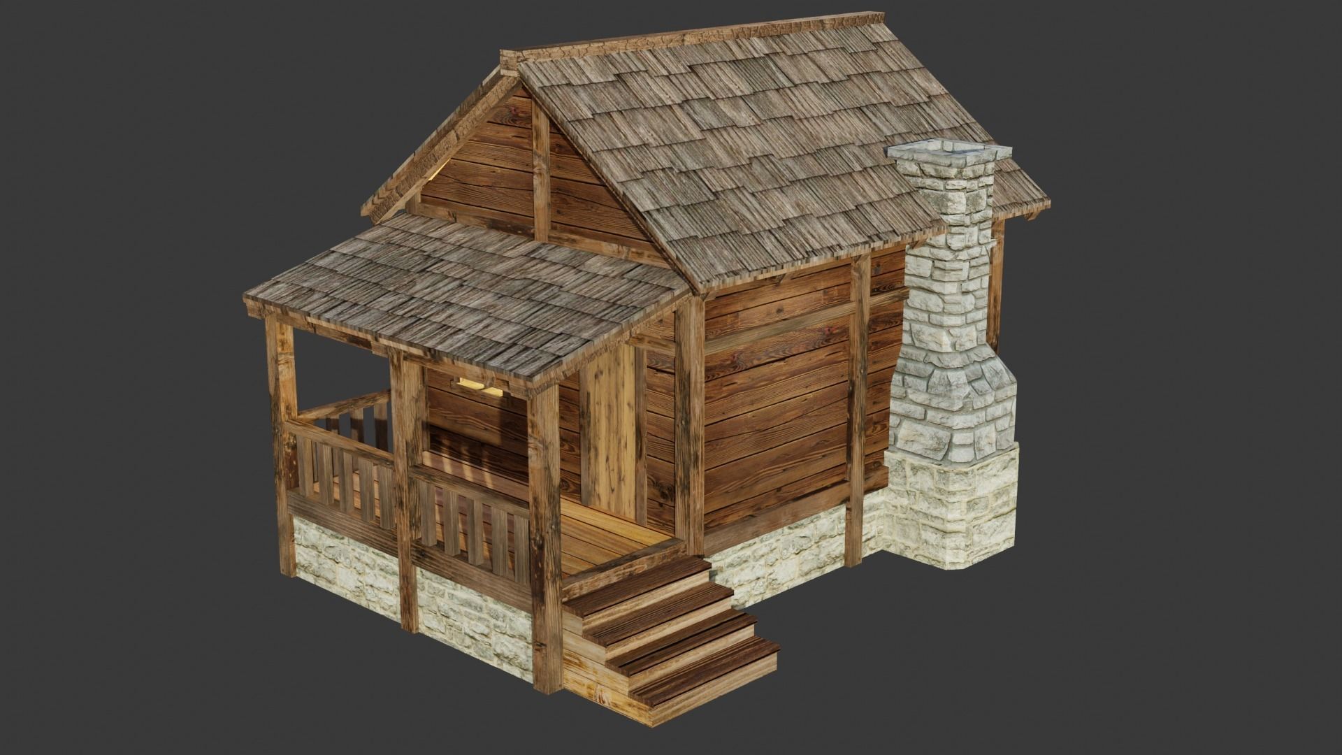 3D model Wooden House B VR / AR / low-poly | CGTrader