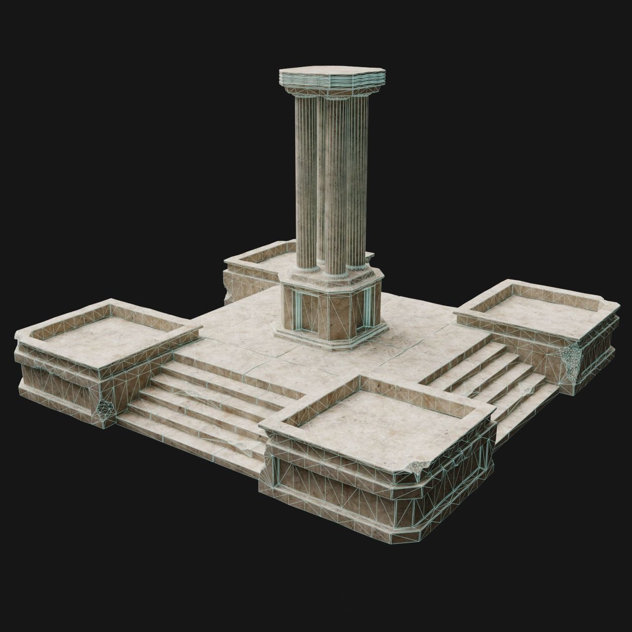 3D model ANCIENT RUIN GREEK ROMAN TEMPLE MONUMENT STATUE COLUMN PACK VR ...