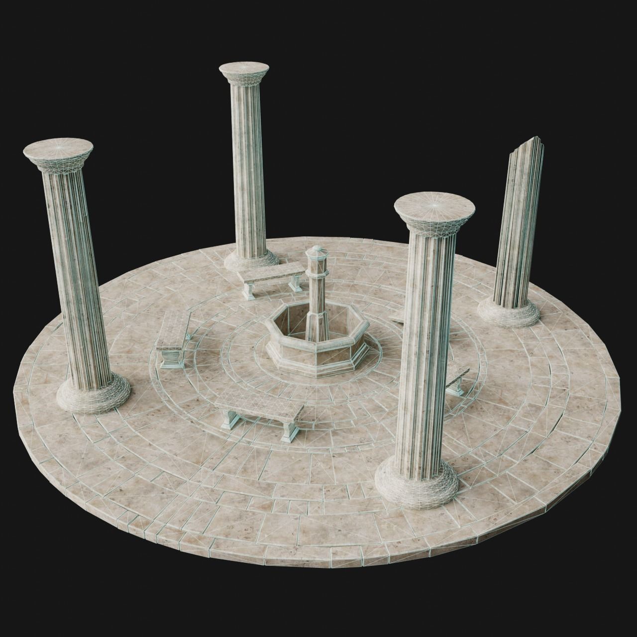 3D model ANCIENT RUIN GREEK ROMAN TEMPLE MONUMENT STATUE COLUMN PACK VR ...