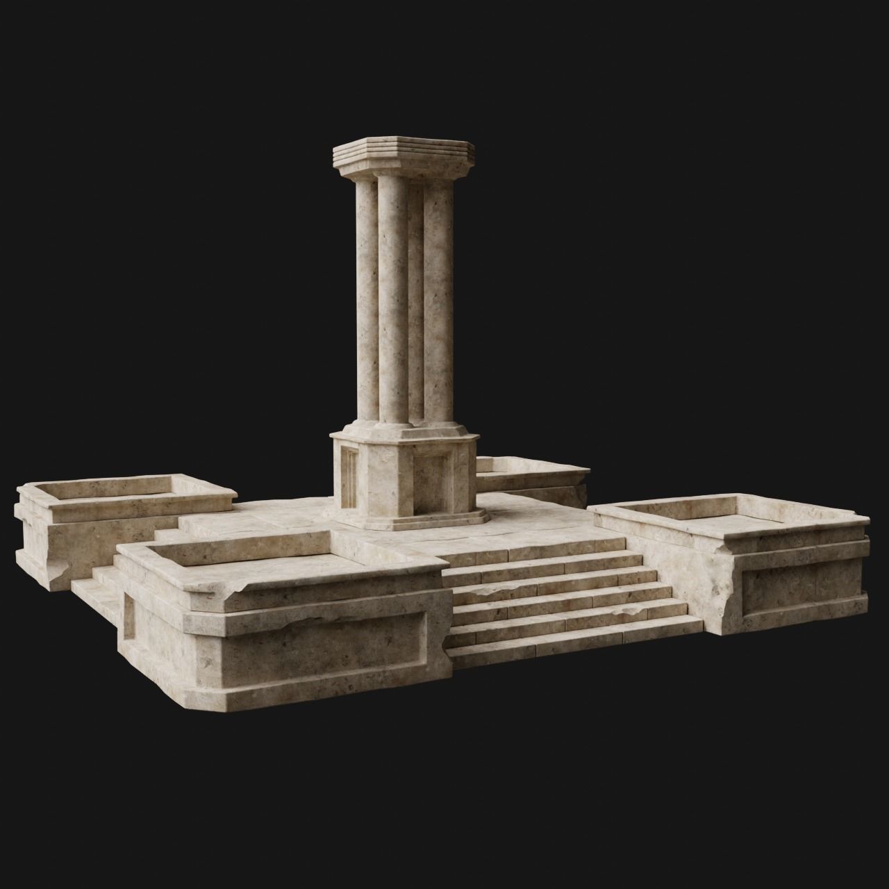 3D model ANCIENT RUIN GREEK ROMAN TEMPLE MONUMENT STATUE COLUMN PACK VR ...