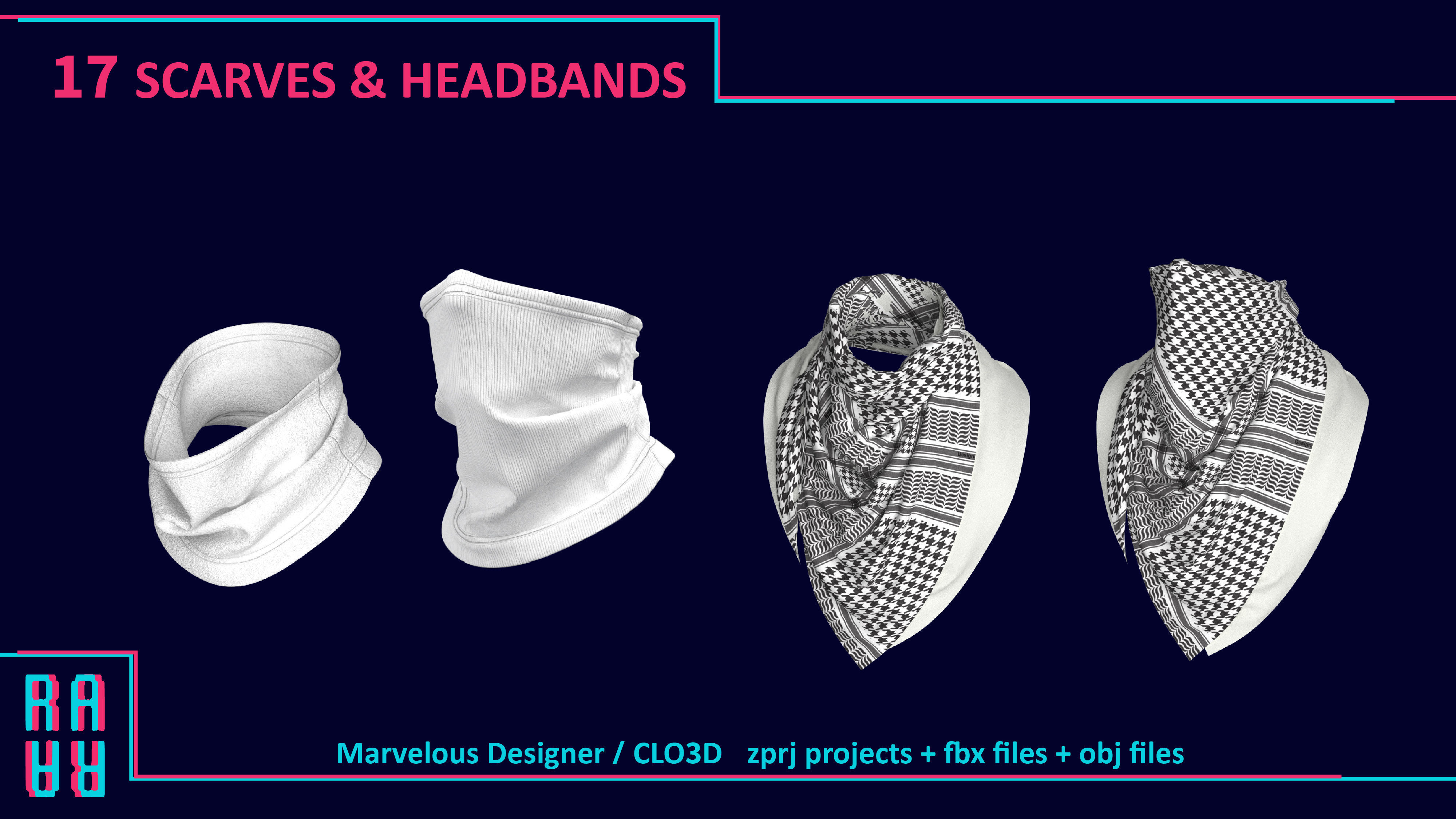 3D model 17 SCARF and HEADBAND 3D MODELS VR / AR / low-poly | CGTrader