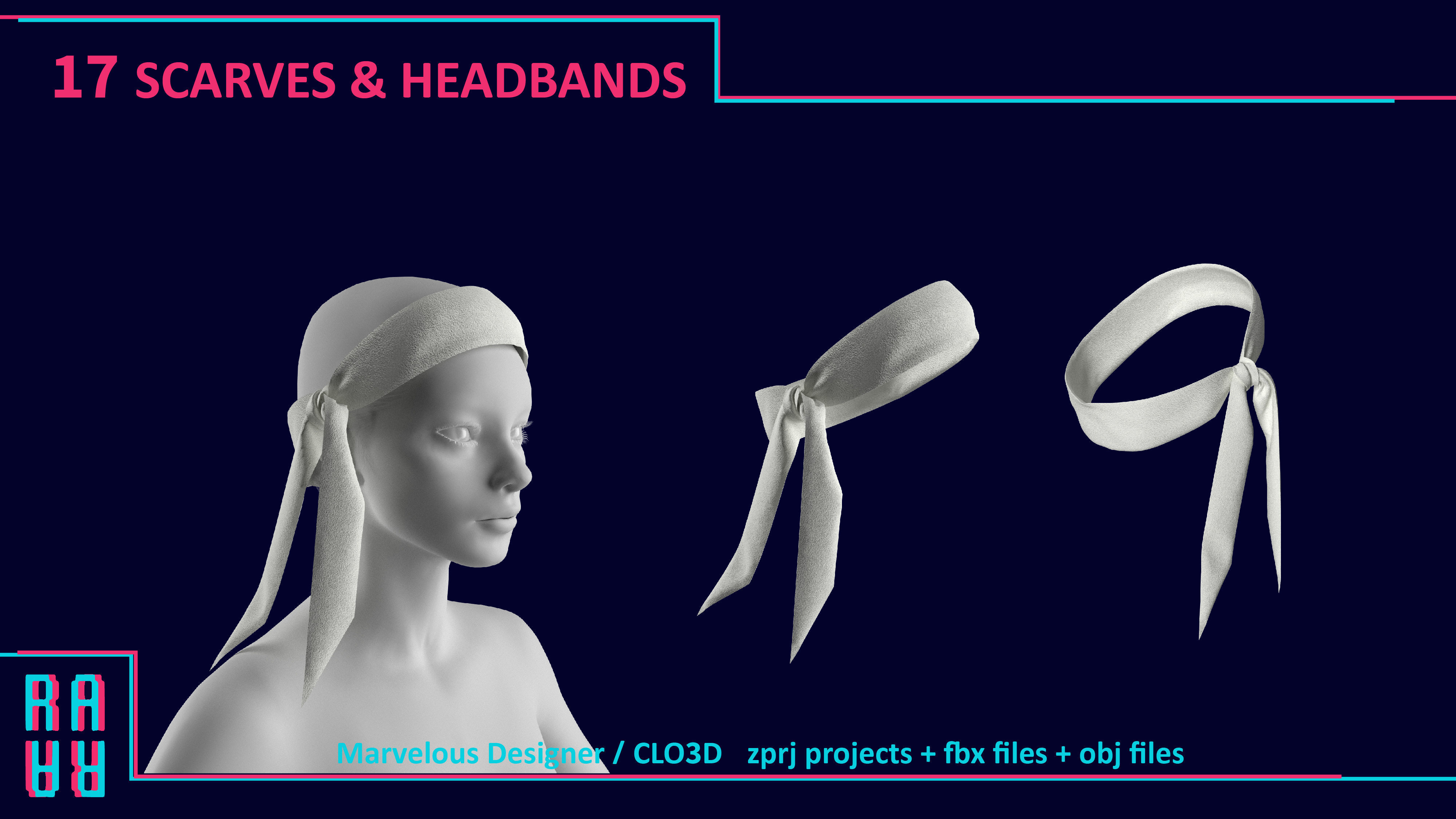 3D model 17 SCARF and HEADBAND 3D MODELS VR / AR / low-poly | CGTrader