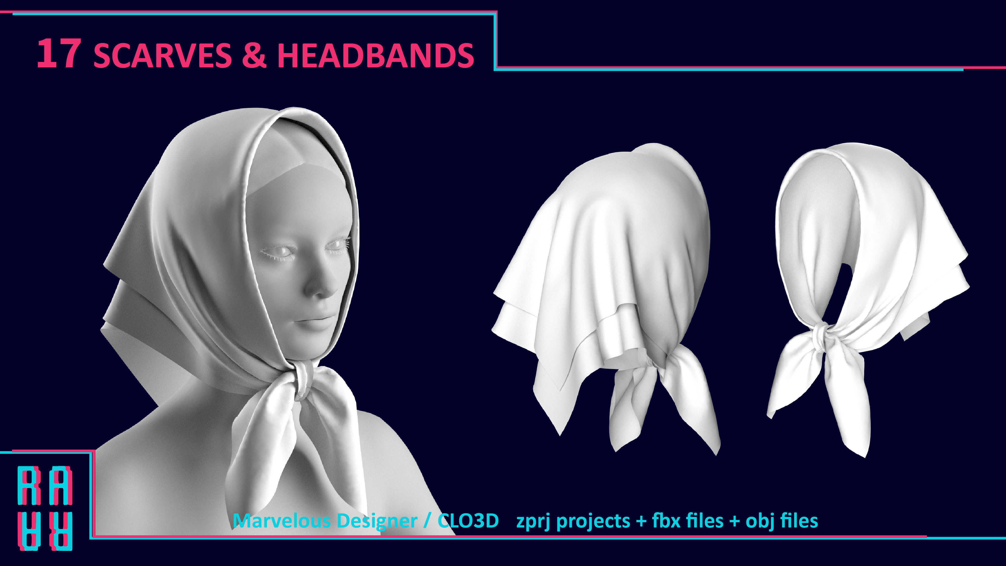 3D model 17 SCARF and HEADBAND 3D MODELS VR / AR / low-poly | CGTrader